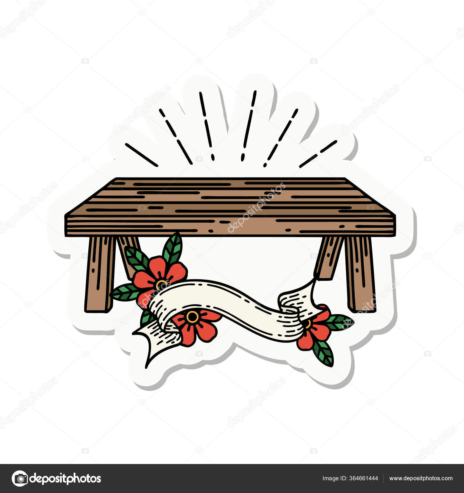 Sticker Tattoo Style Wood Table Stock Vector by ©lineartestpilot 364661444