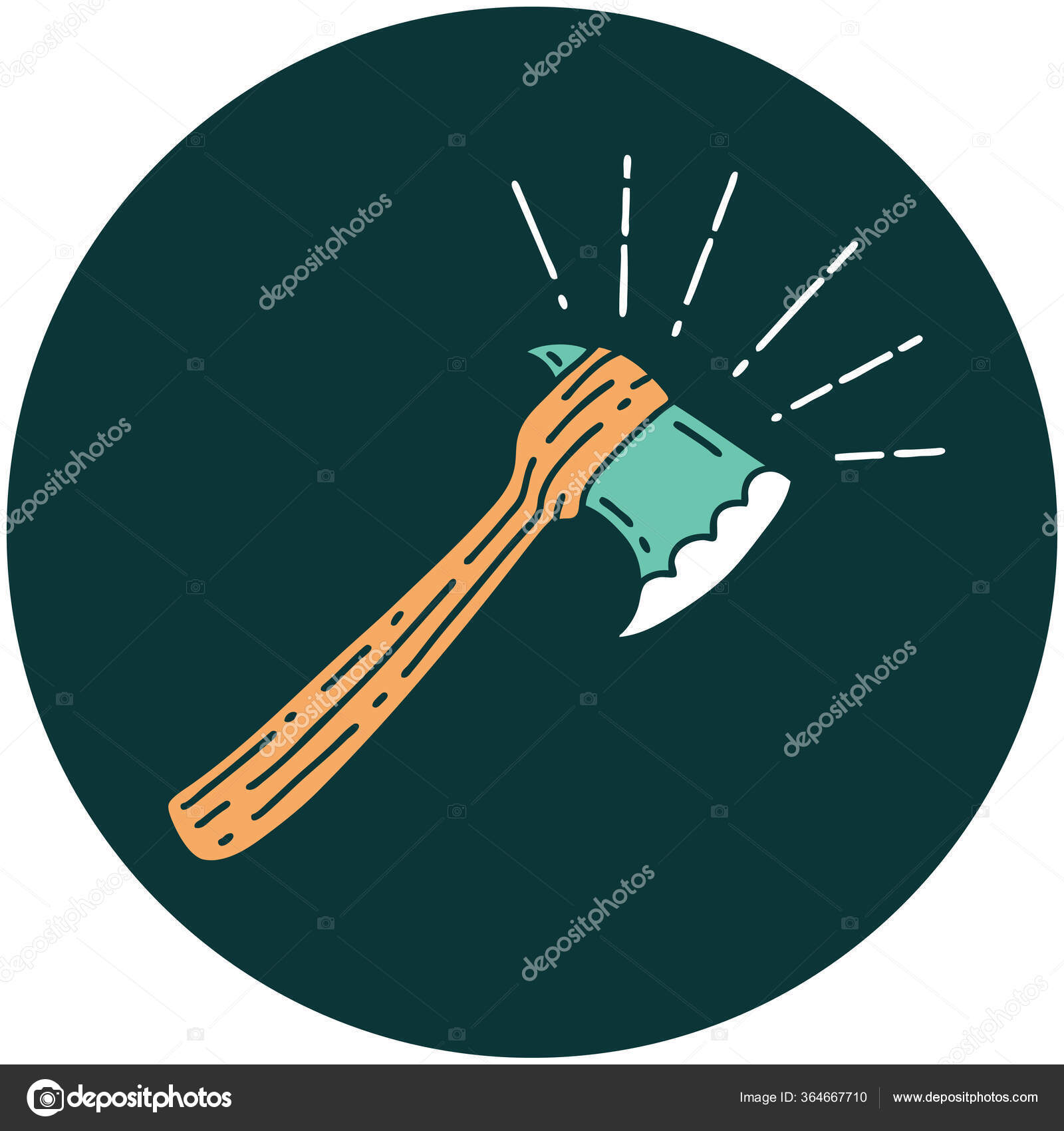 Icono Hacha Hacha Estilo Tatuaje Vector de stock #364667710 de ...