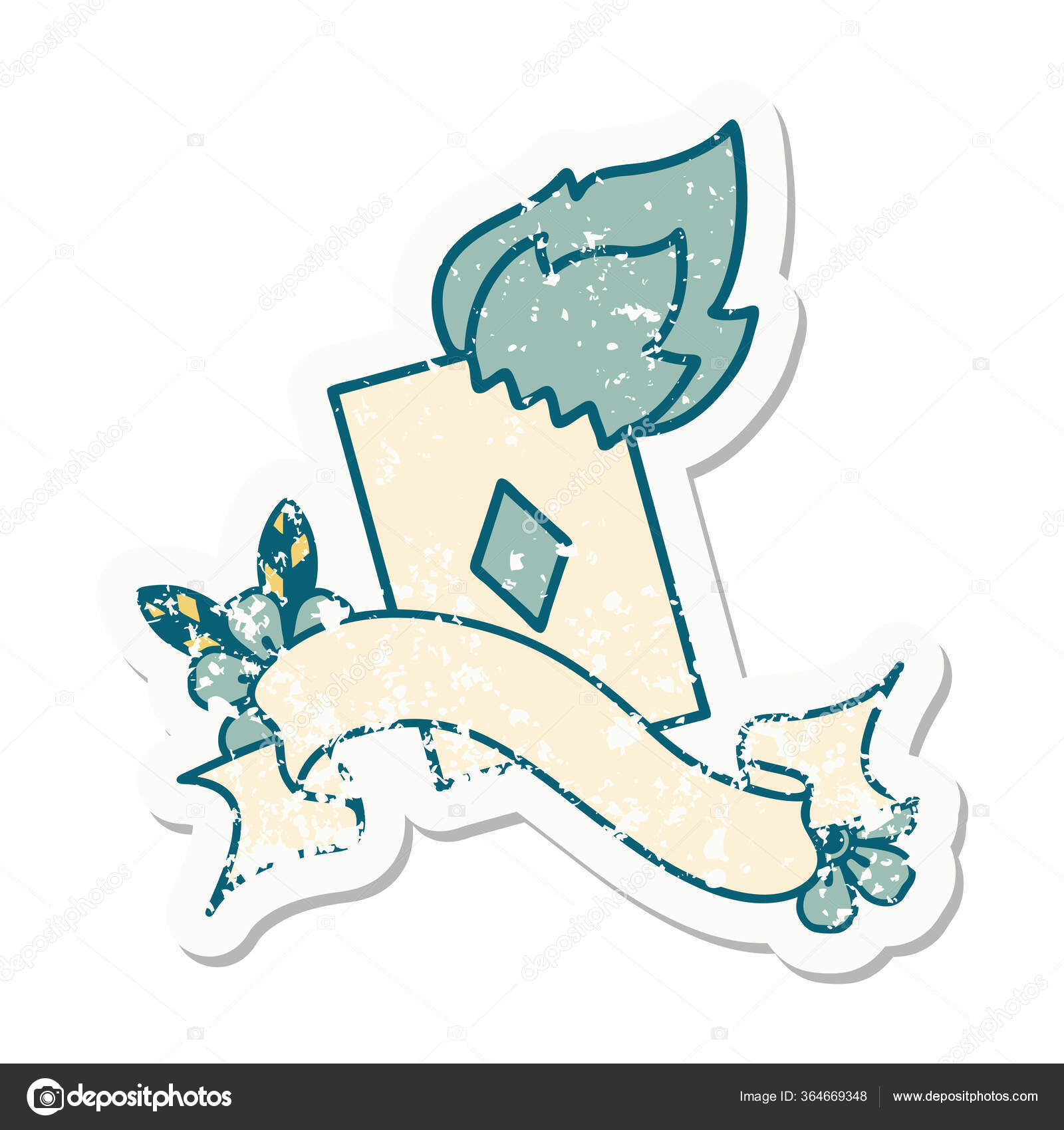 Worn Old Sticker Banner Flaming Card Stock Vector by ©lineartestpilot ...