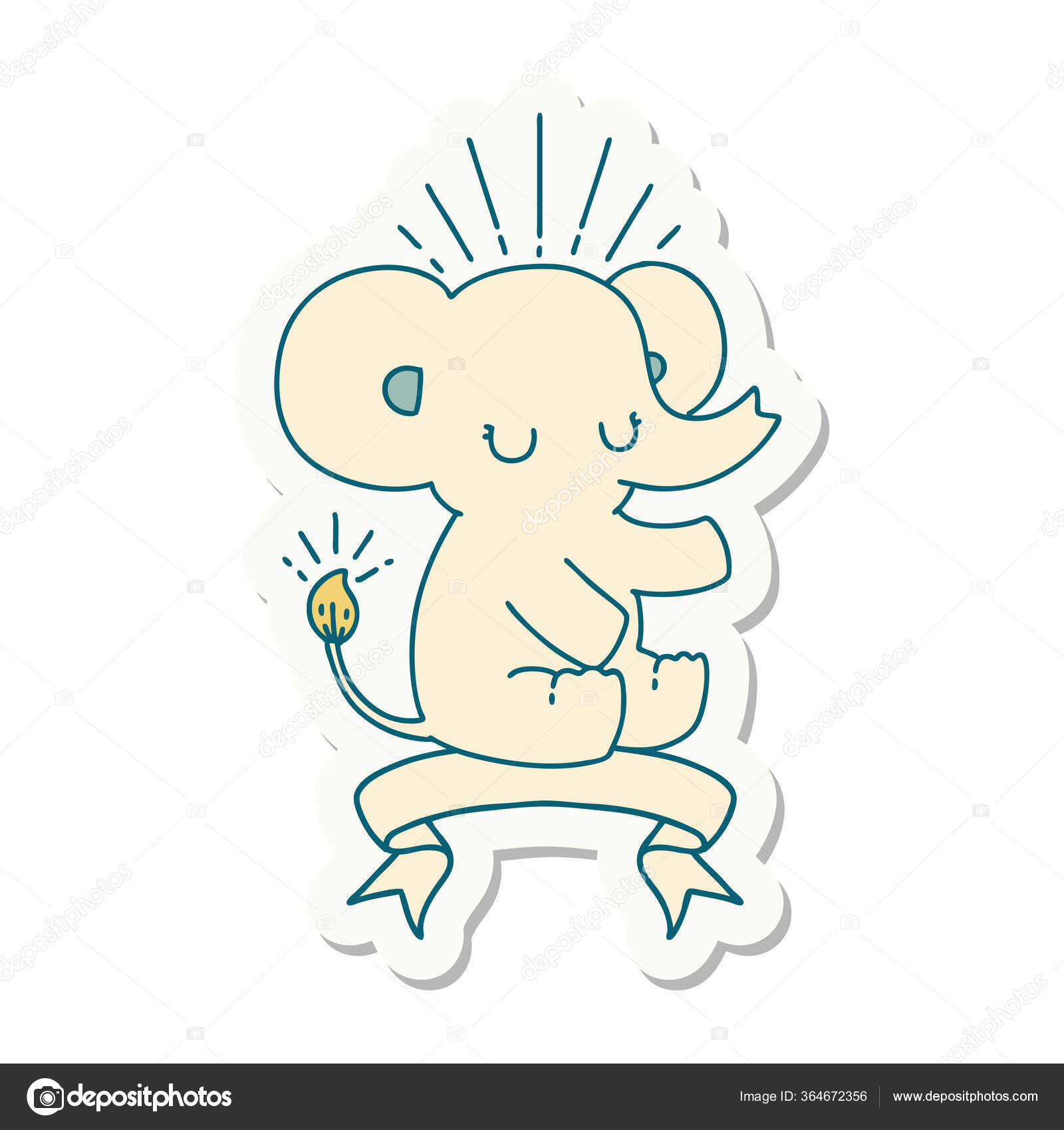 Sticker Tattoo Style Cute Elephant Stock Vector Image by ...