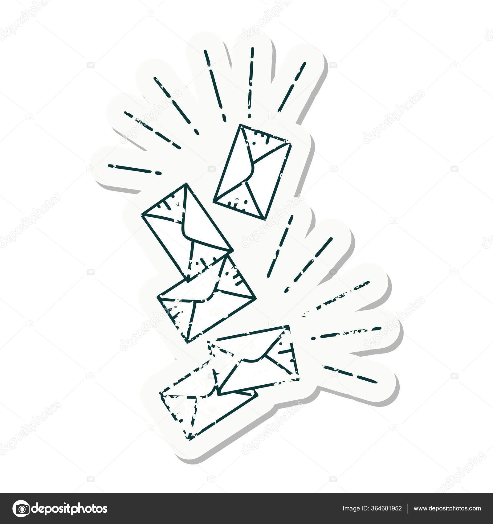 Worn Old Sticker Tattoo Style Falling Letters Stock Vector by ...