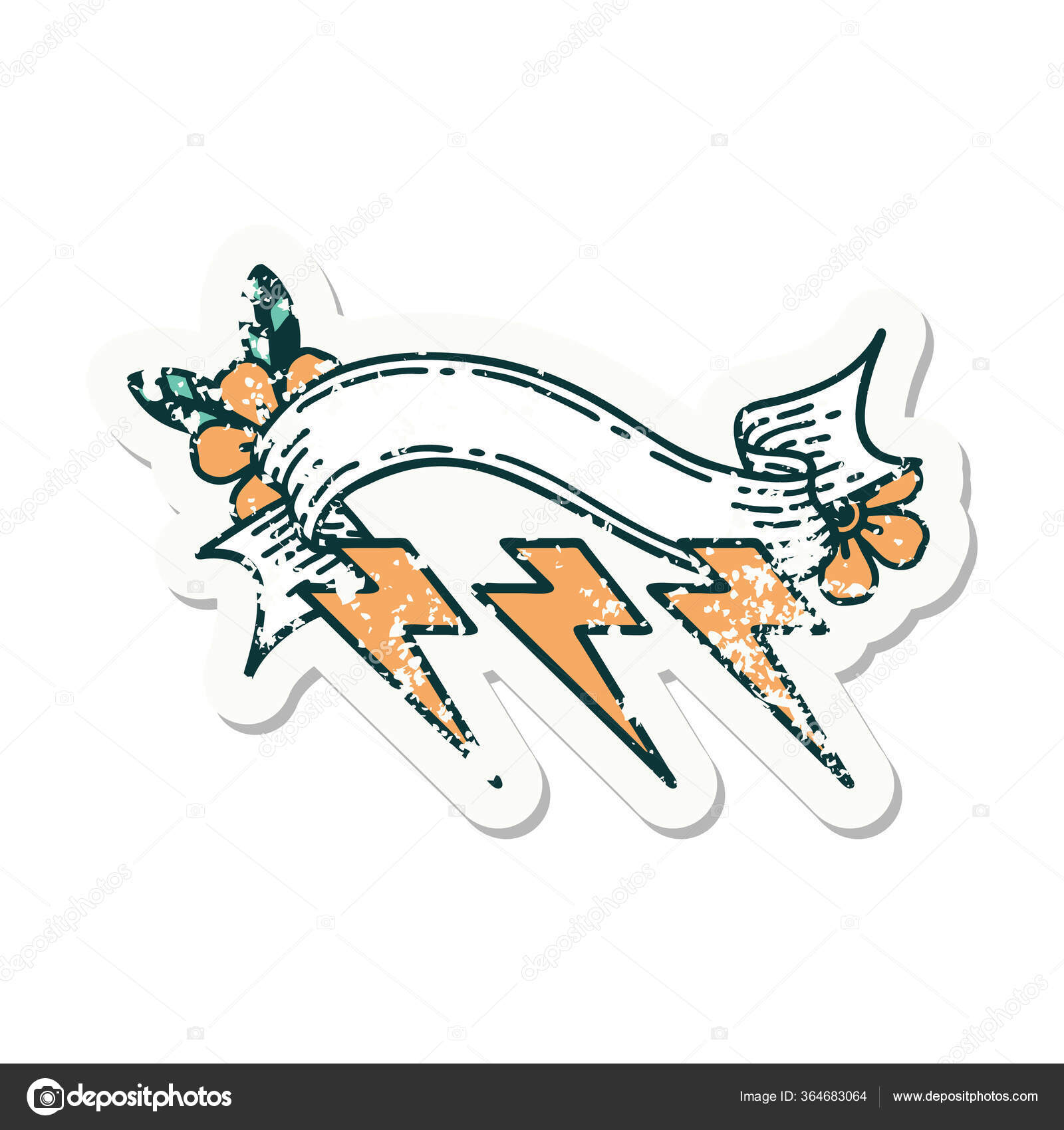 Worn Old Sticker Banner Lighting Bolts Stock Vector by ©lineartestpilot ...
