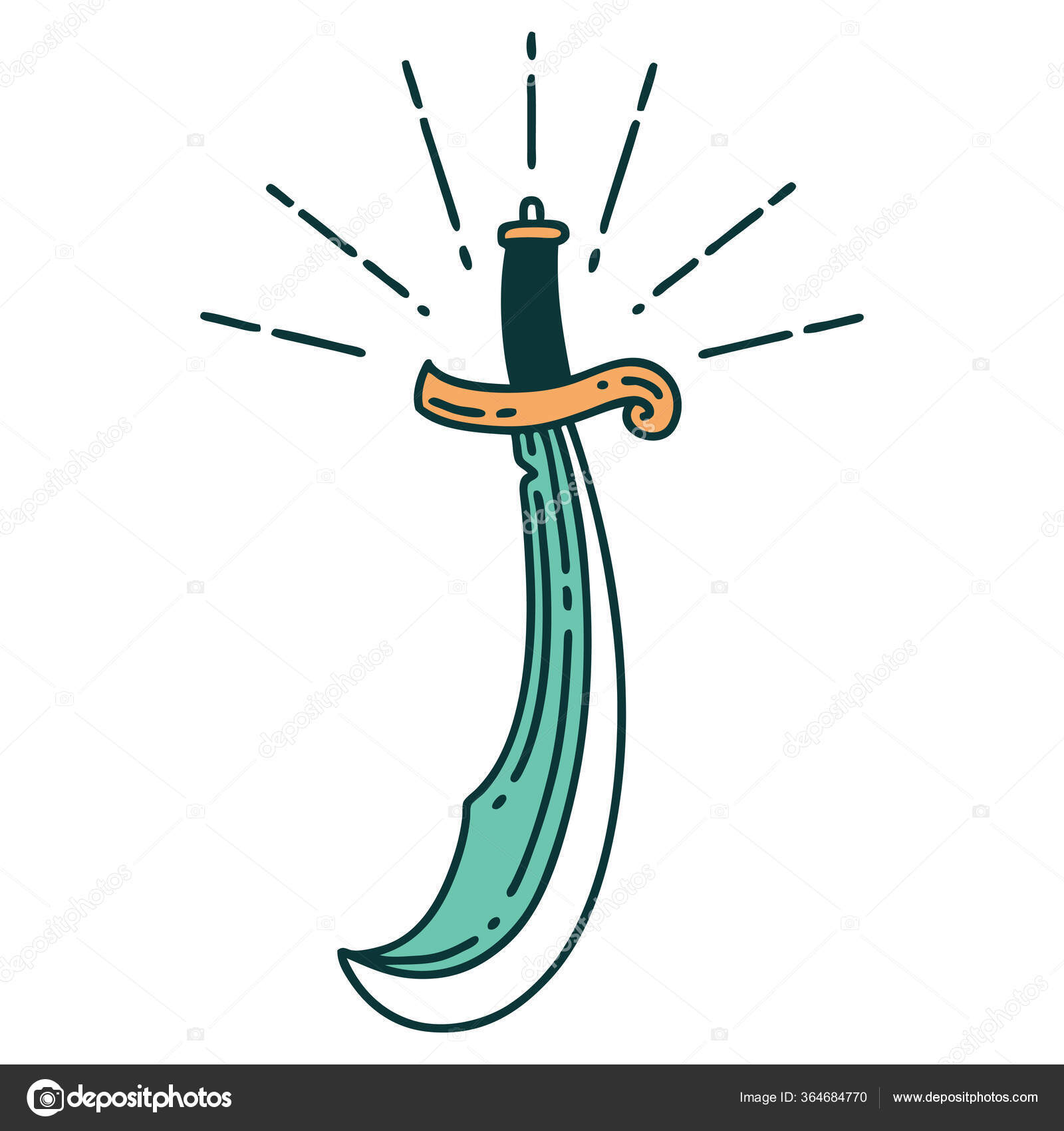 Illustration Traditional Tattoo Style Scimitar Sword Stock Vector by ...