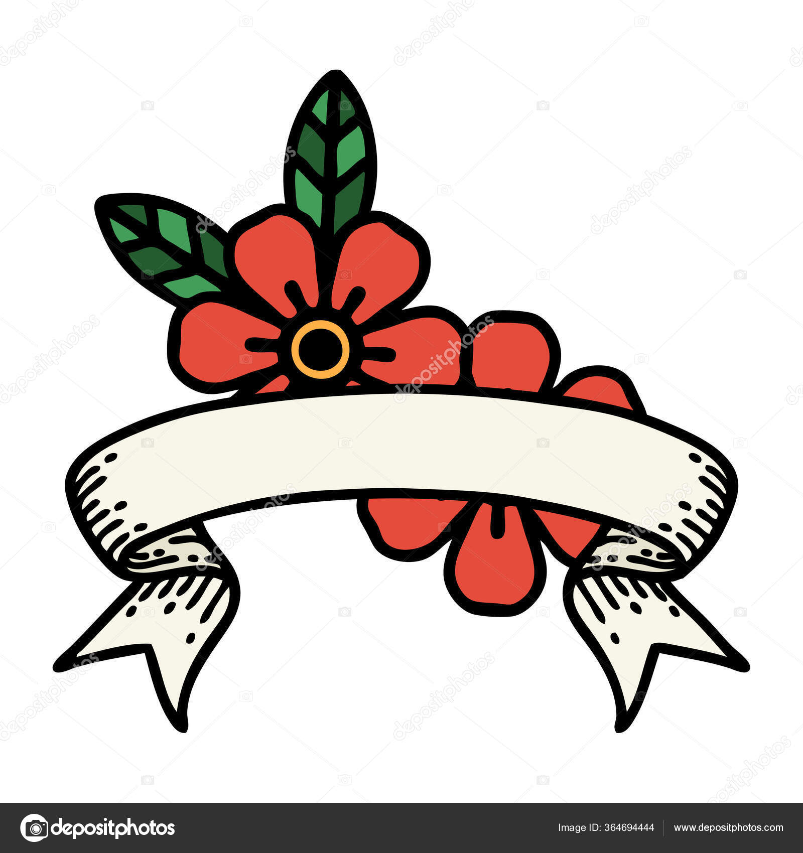 Traditional Tattoo Banner Flowers Stock Vector Image by ...