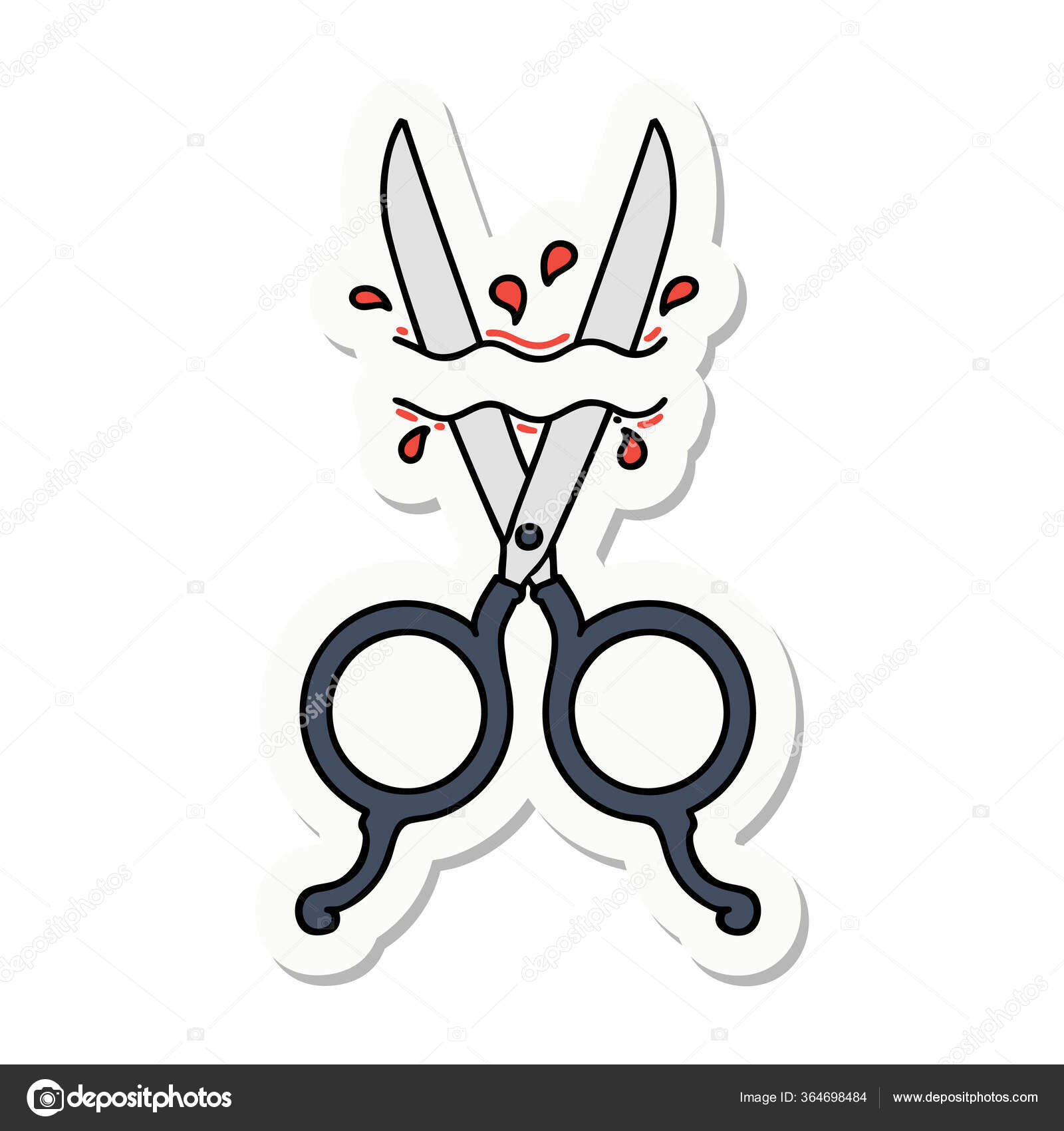 Sticker Tattoo Traditional Style Barber Scissors Stock Vector by ...