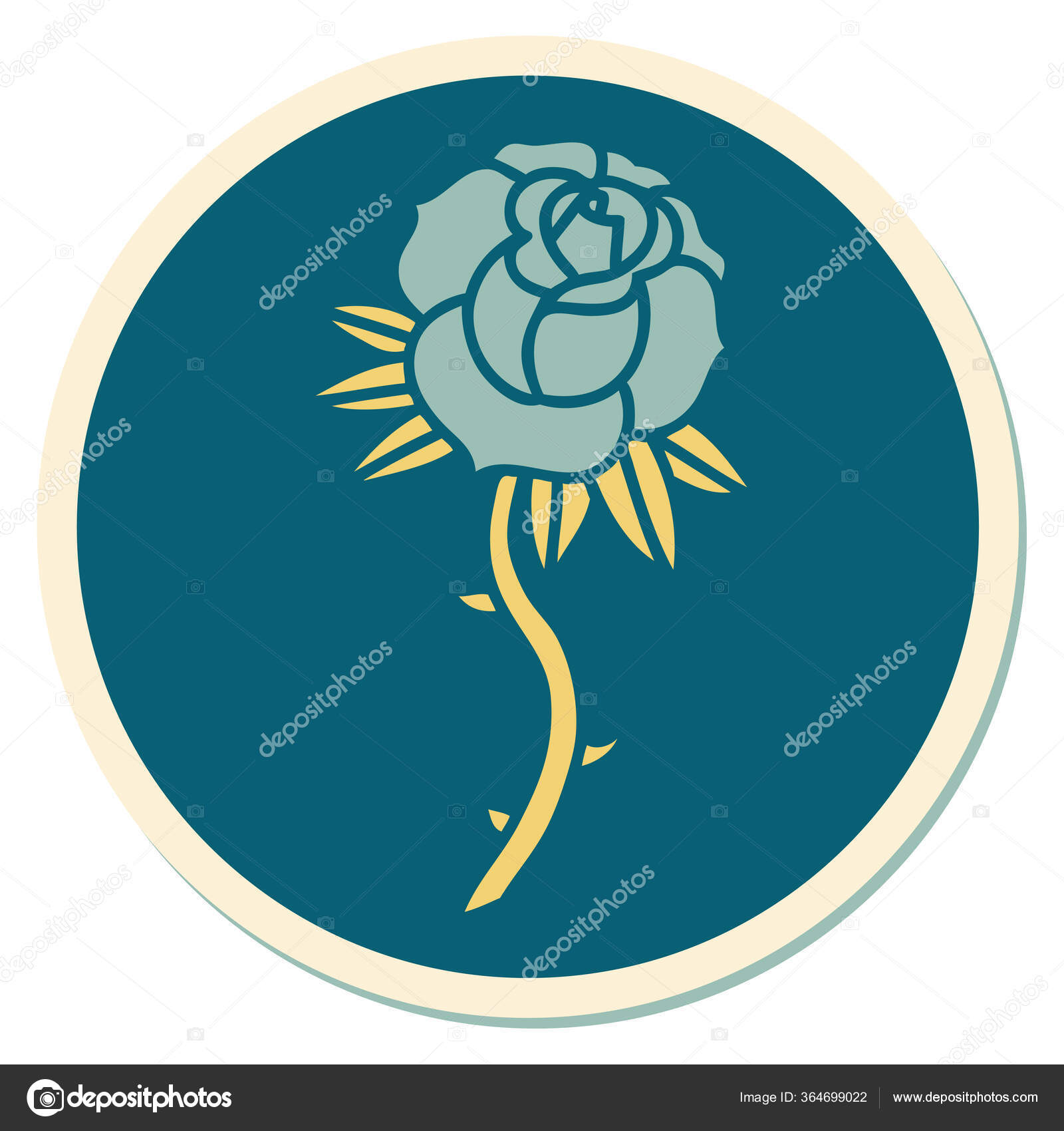 Stiker Dari Tato Dalam Gaya Tradisional Dari Mawar Vektor Stok oleh ...