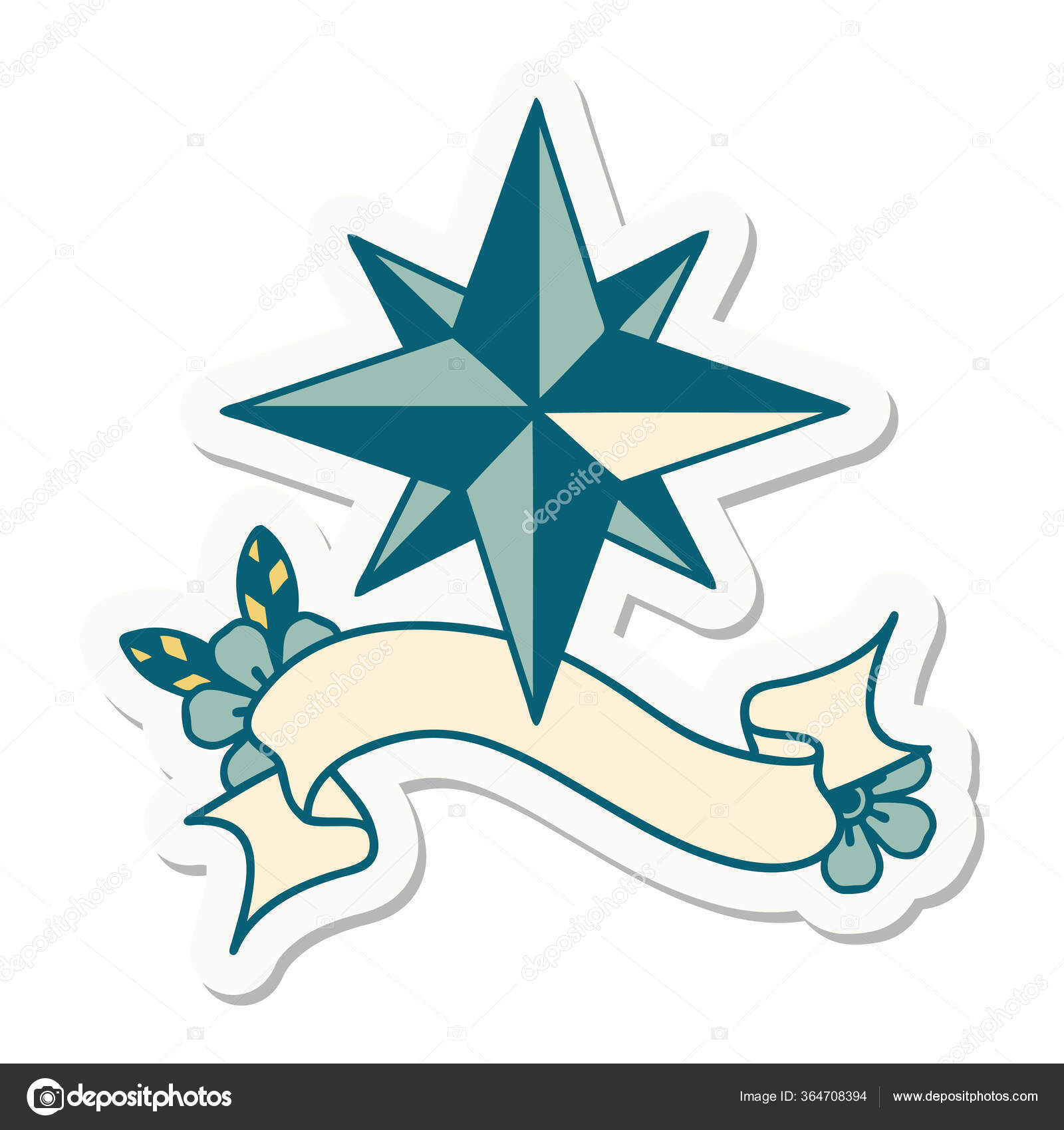 Tattoo Style Sticker Banner Star Stock Vector by ©lineartestpilot 364708394