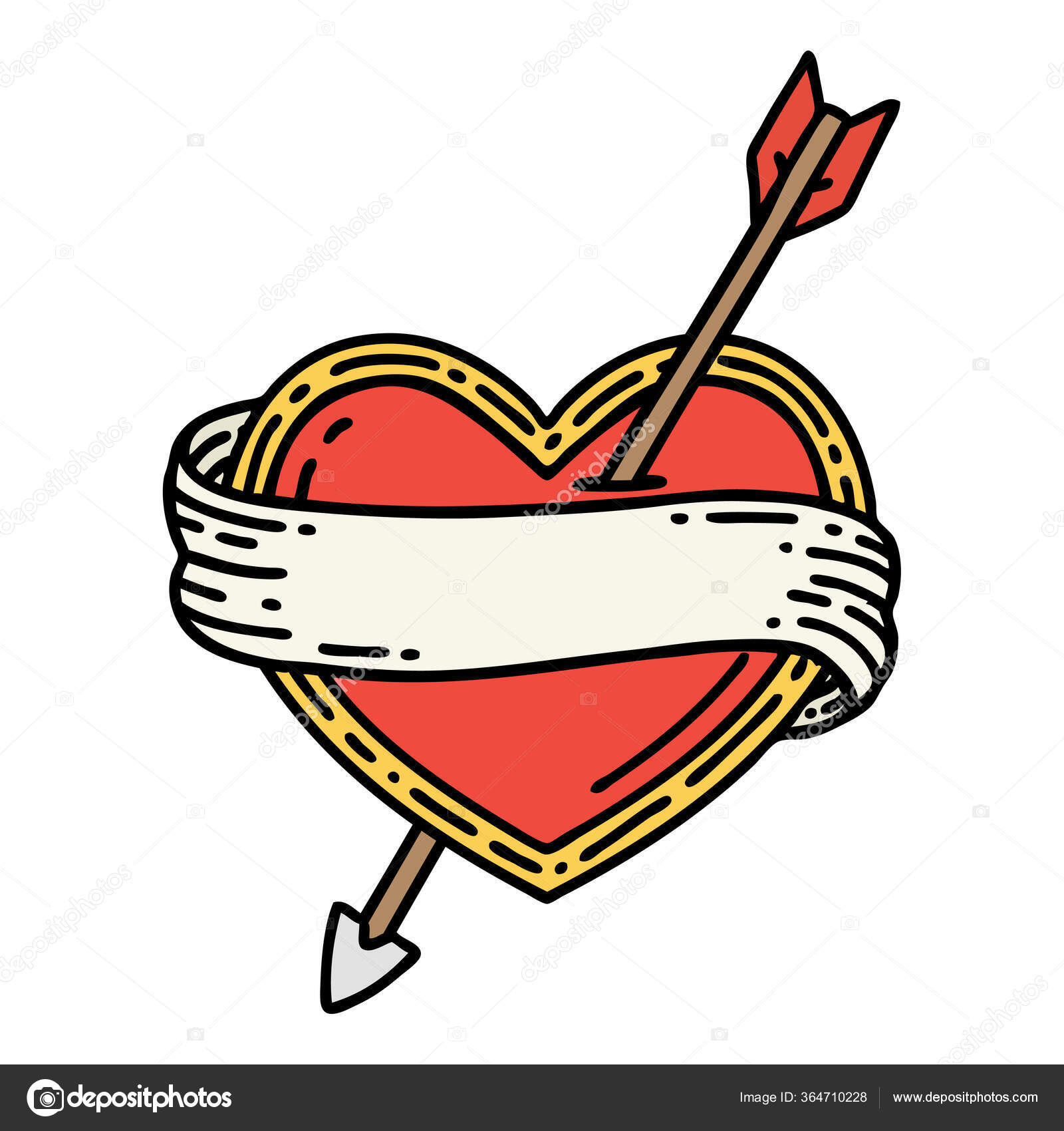 Traditional Heart And Banner Tattoo