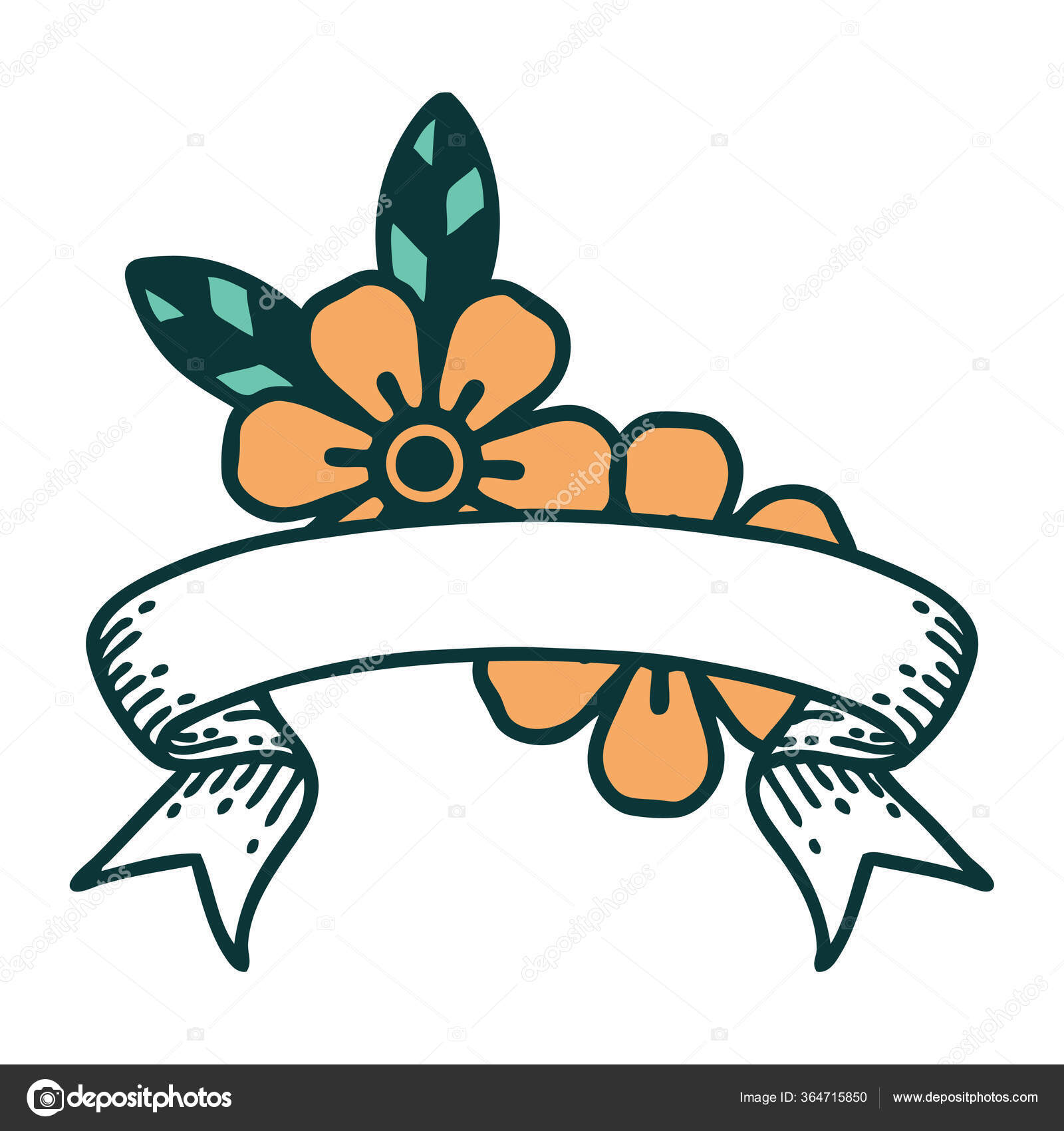 Traditional Tattoo Banner Flowers Stock Vector by ©lineartestpilot ...