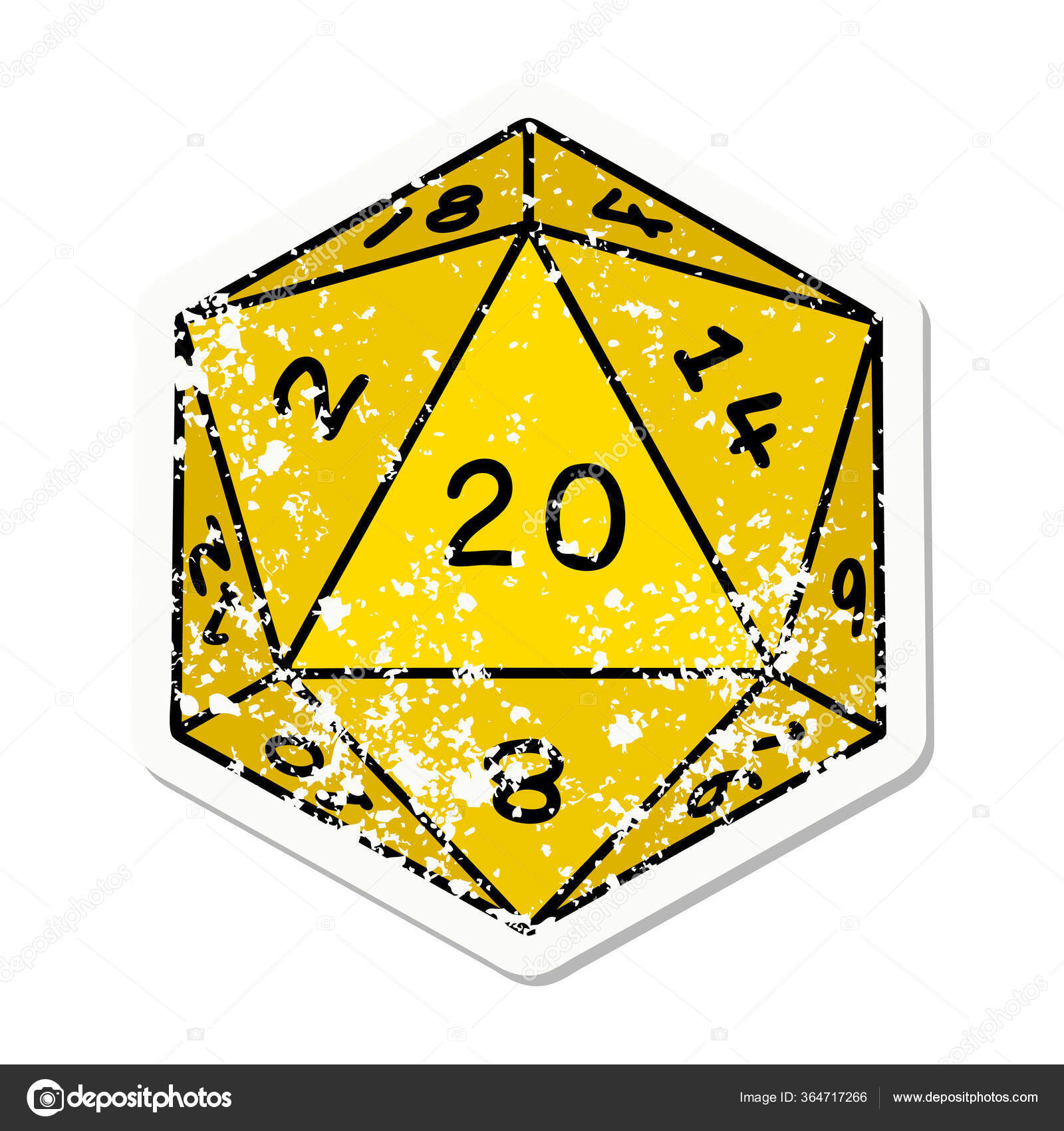 Grunge Sticker Natural D20 Dice Roll Stock Vector Image by ...
