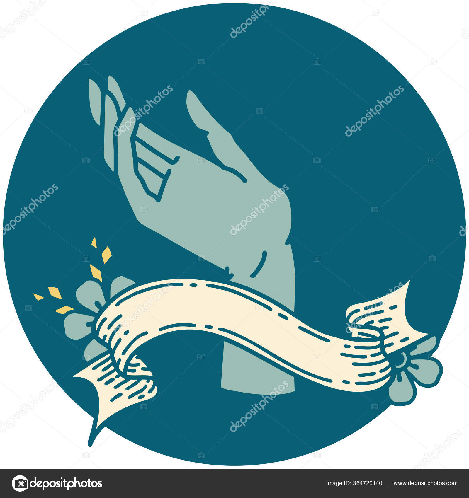 Tattoo Style Icon Banner Hand Stock Vector by ©lineartestpilot 364720140