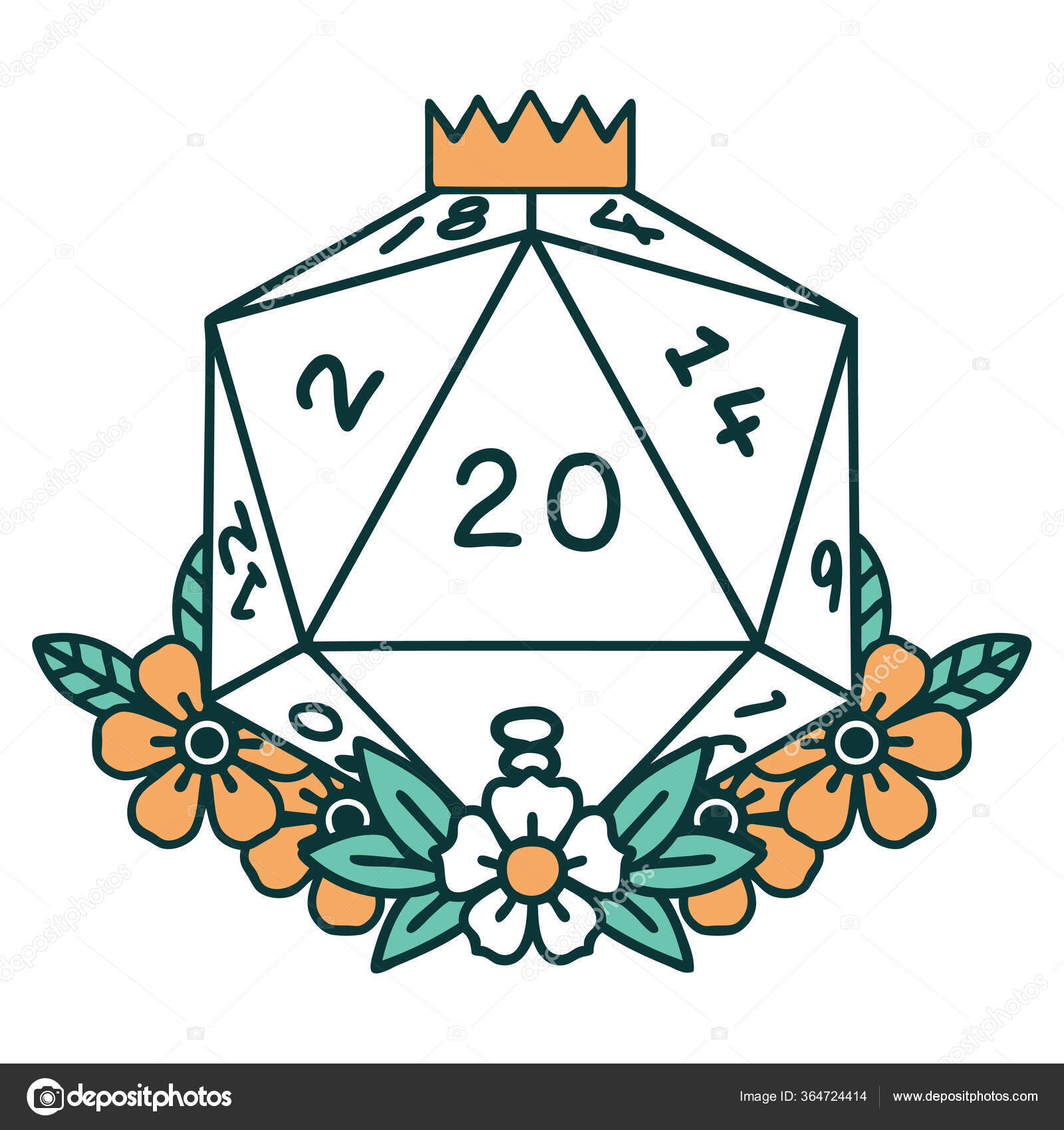 Iconic Tattoo Style Image D20 Stock Vector Image by ©lineartestpilot ...