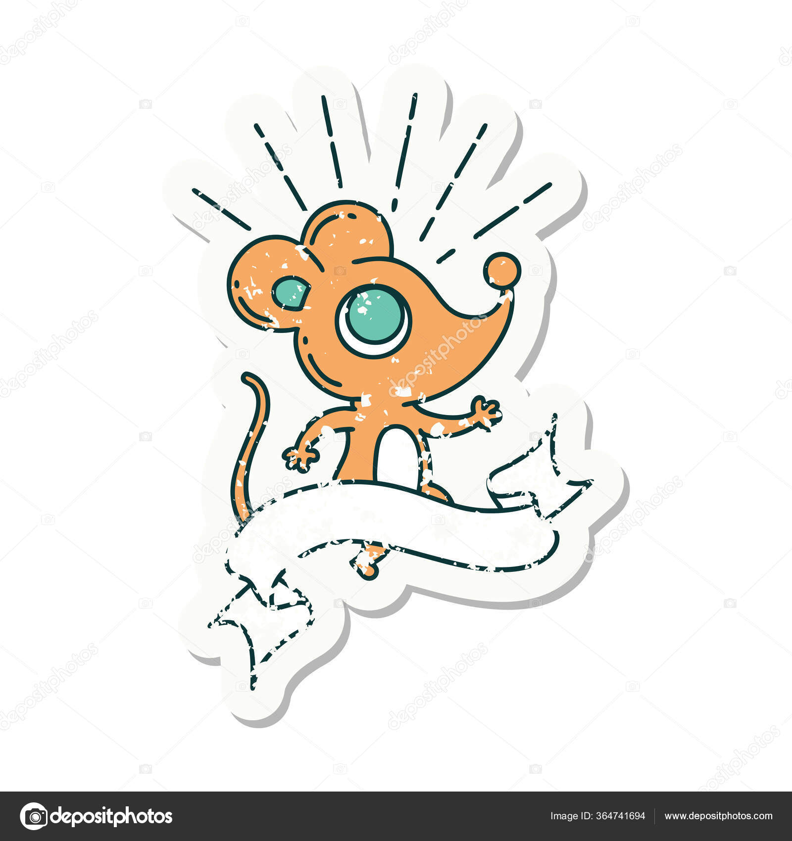 Worn Old Sticker Tattoo Style Mouse Character Stock Vector by ...