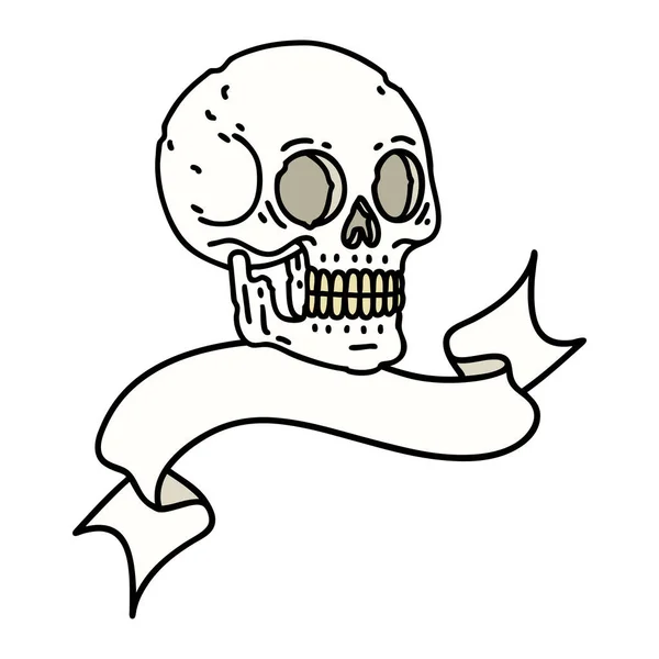 Traditional Tattoo Banner Skull Stock Vector By ©lineartestpilot 364753058