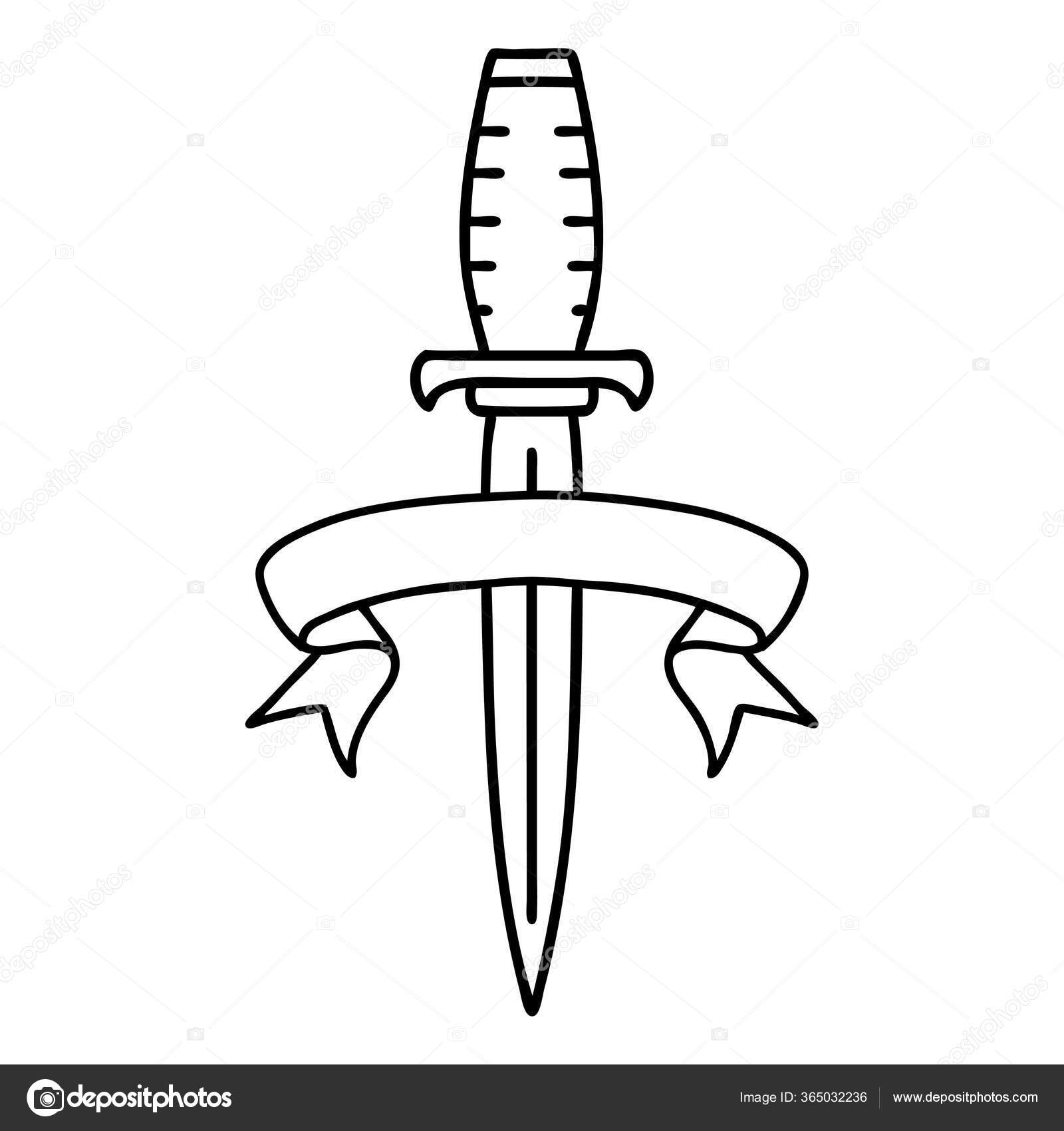 Traditional Dagger Banner Tattoo
