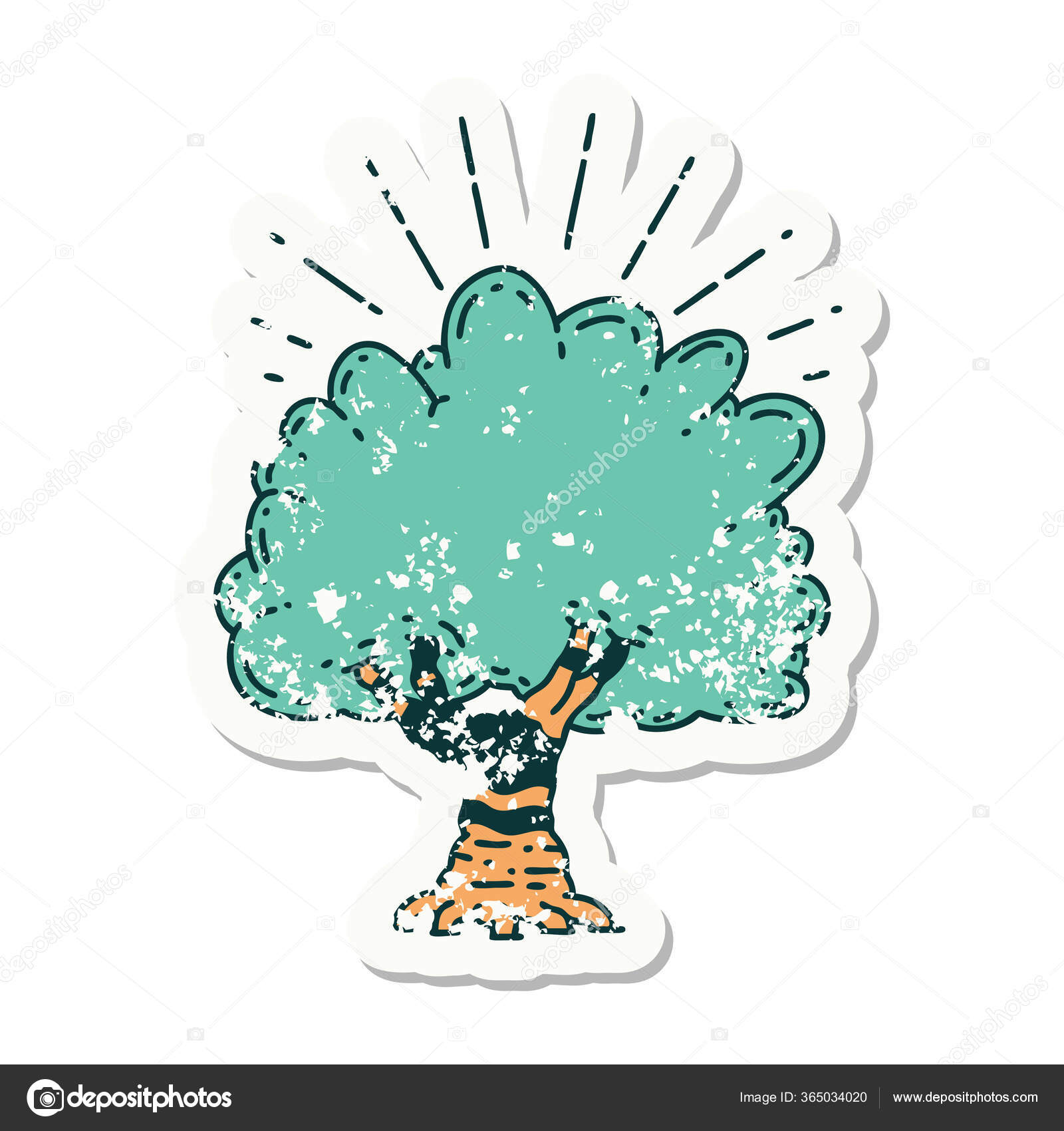 Worn Old Sticker Tattoo Style Tree Stock Vector by ©lineartestpilot ...
