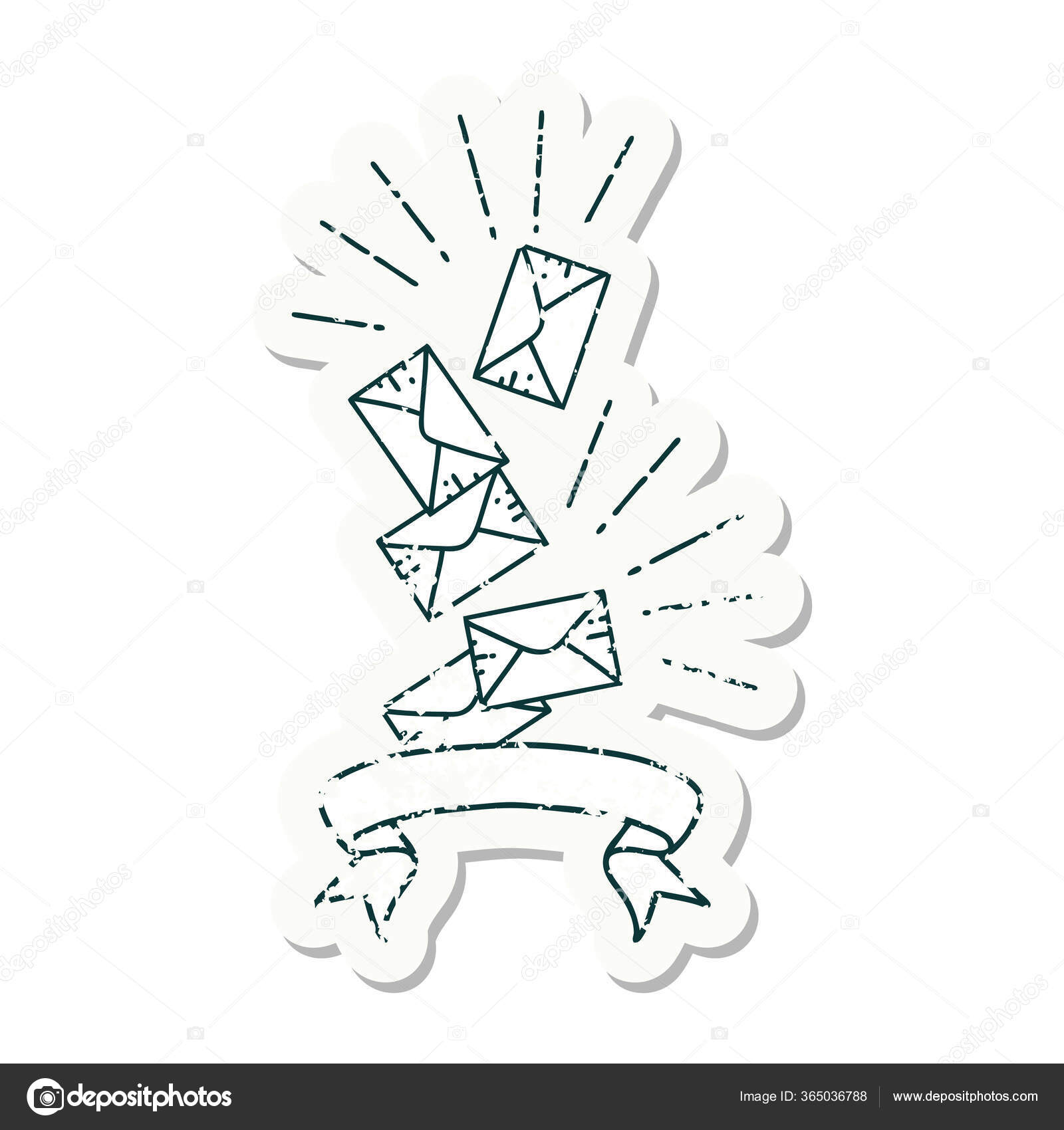 Worn Old Sticker Tattoo Style Falling Letters Stock Vector by ...