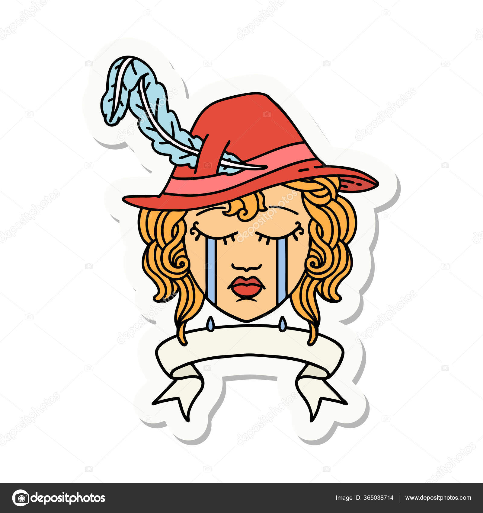 Sticker Crying Human Bard Banner Stock Vector by ©lineartestpilot 365038714