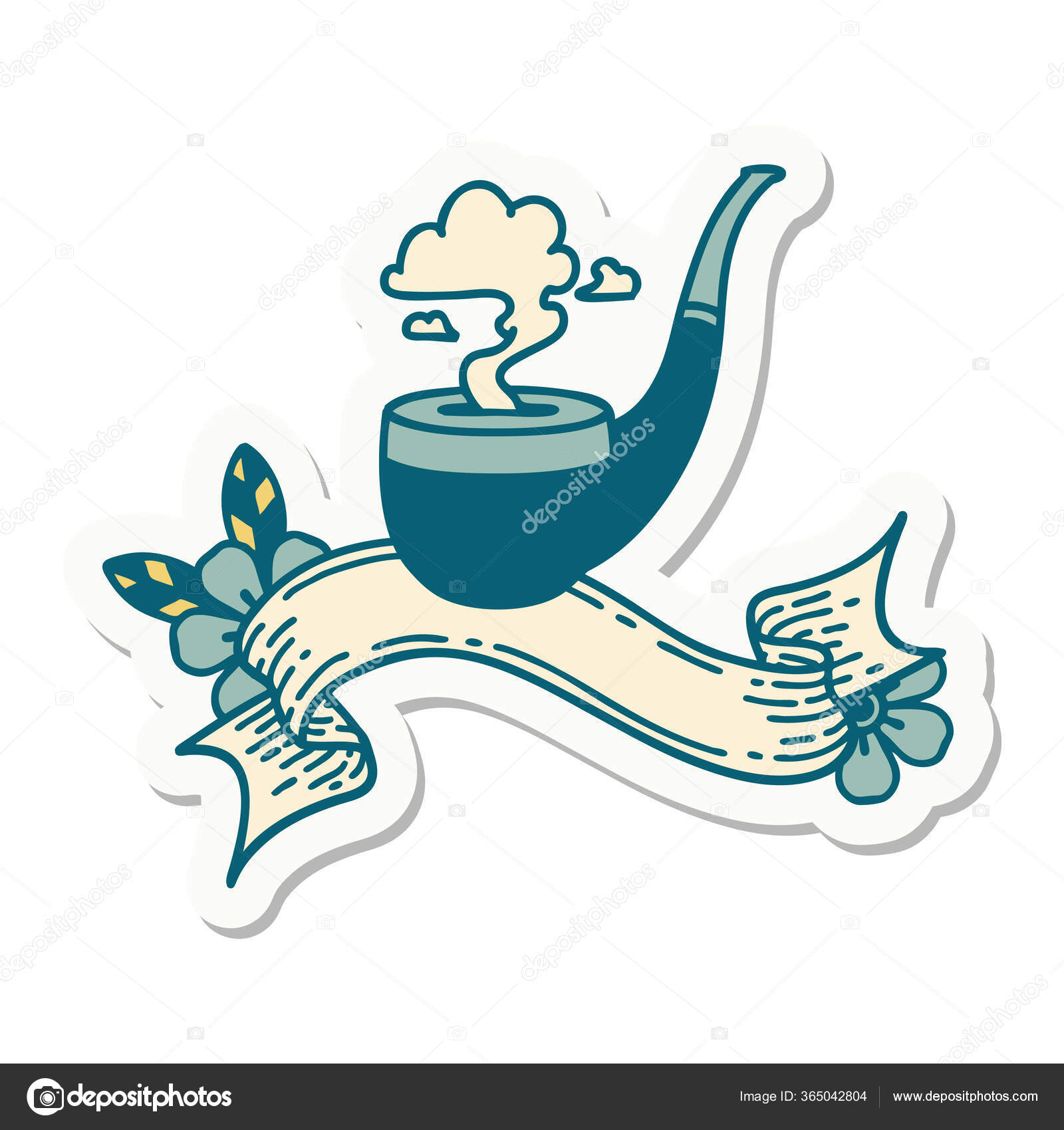 Tattoo Style Sticker Banner Smokers Pipe Stock Vector by ...