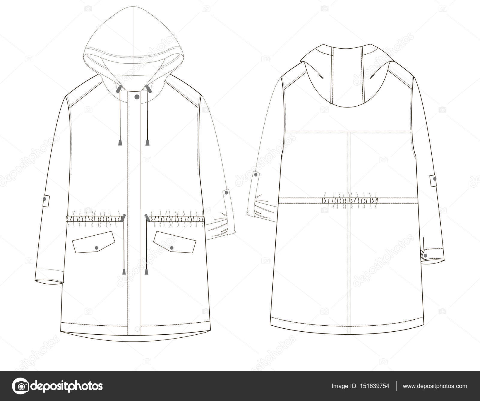 Woman Parka Technical Sketch Stock Vector Image by ©Galieva0410 #151639754