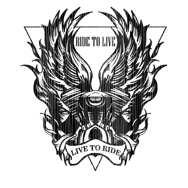 Motorcycle motor with wings emblem with triangle t shirt print Stock ...