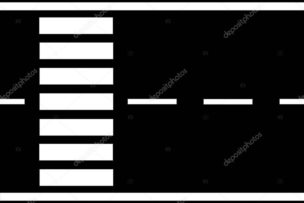 líneas blancas y paso peatonal sobre fondo negro 2023