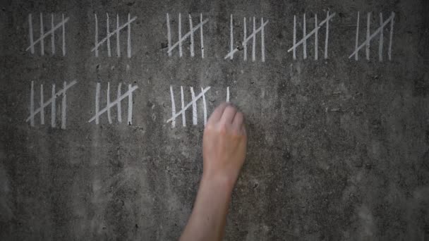 Counting Days Prison Writing Lines White Chalk Concrete Wall — Stock ...