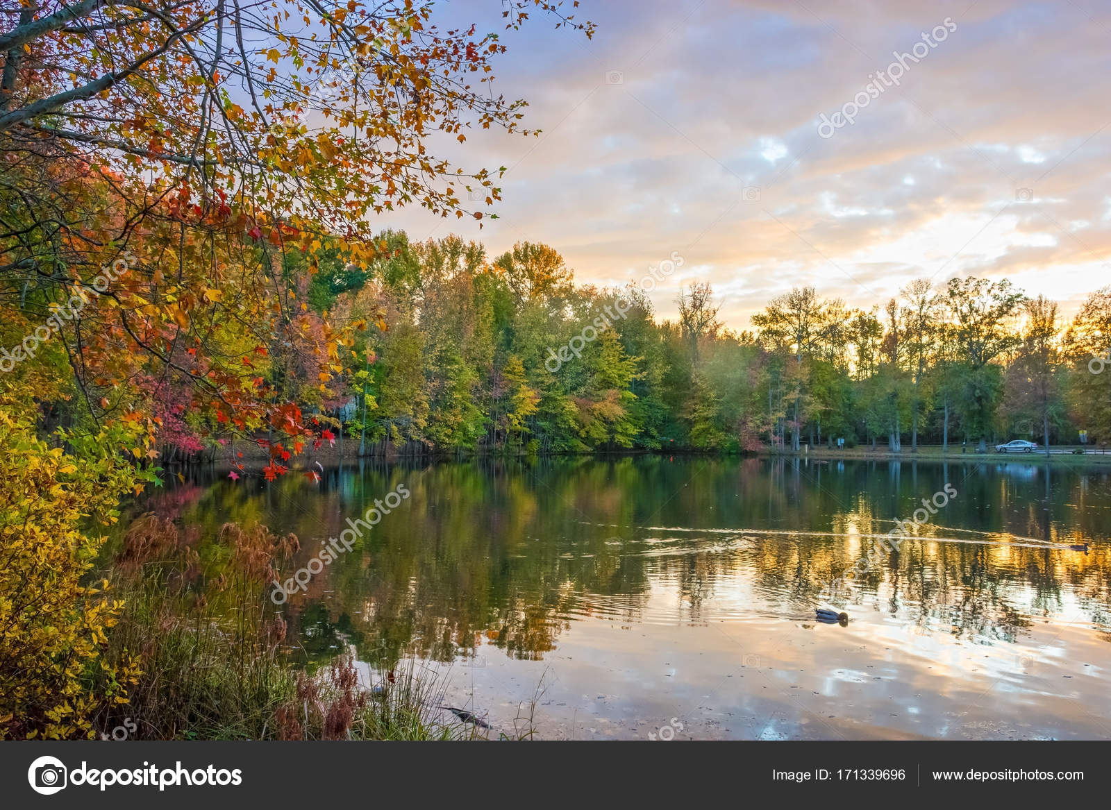 Dusk on Autumn Lake Stock Photo by ©andykazie 171339696