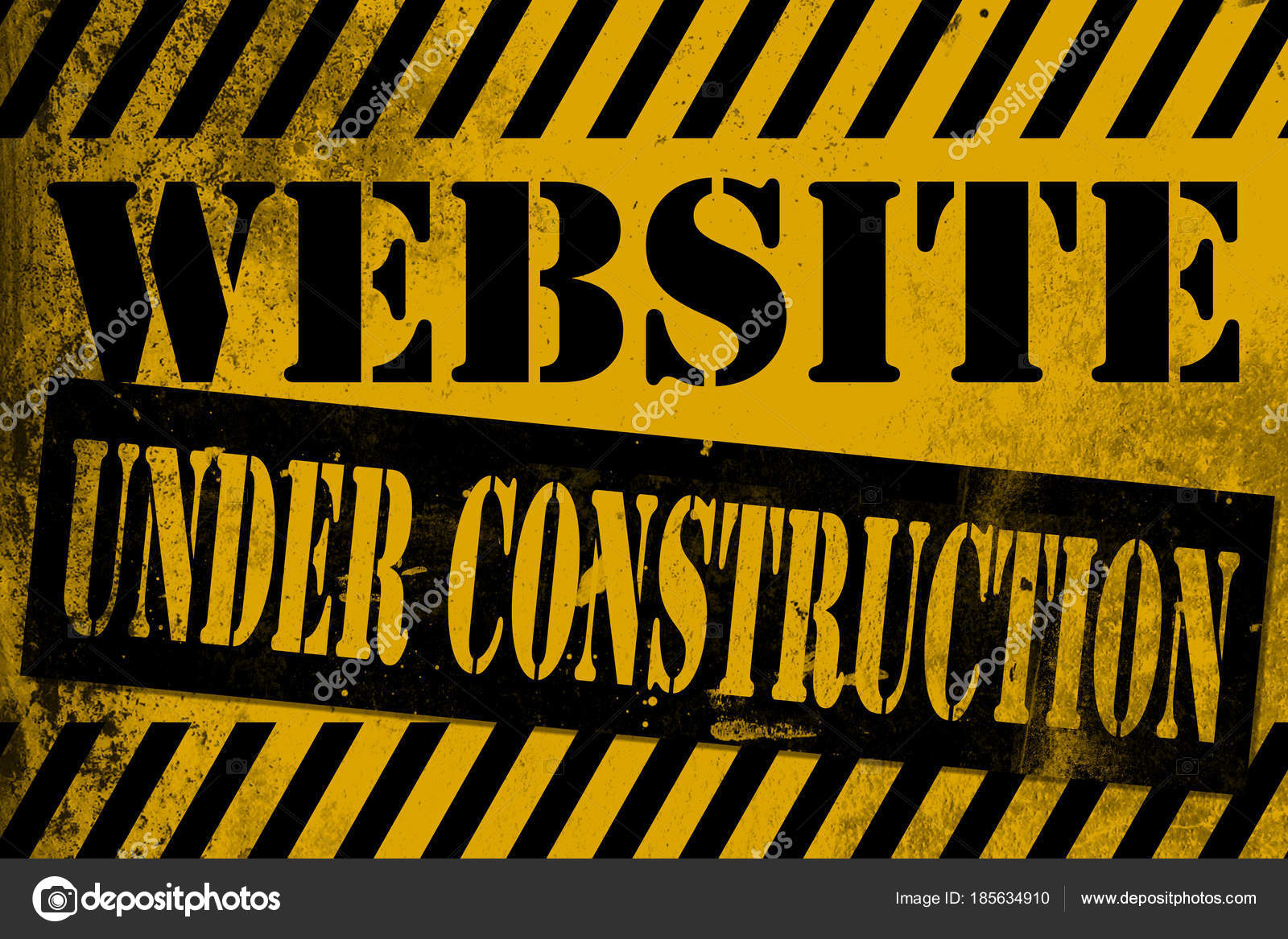 Website under construction sign yellow with stripes — Stock Photo ...