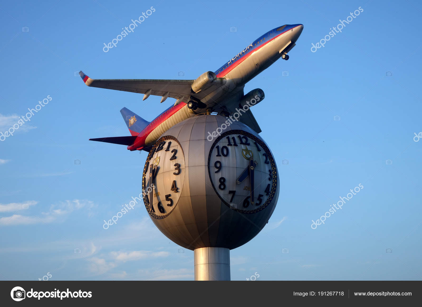 Airplane statue located just outside of Senai Airport located in ...