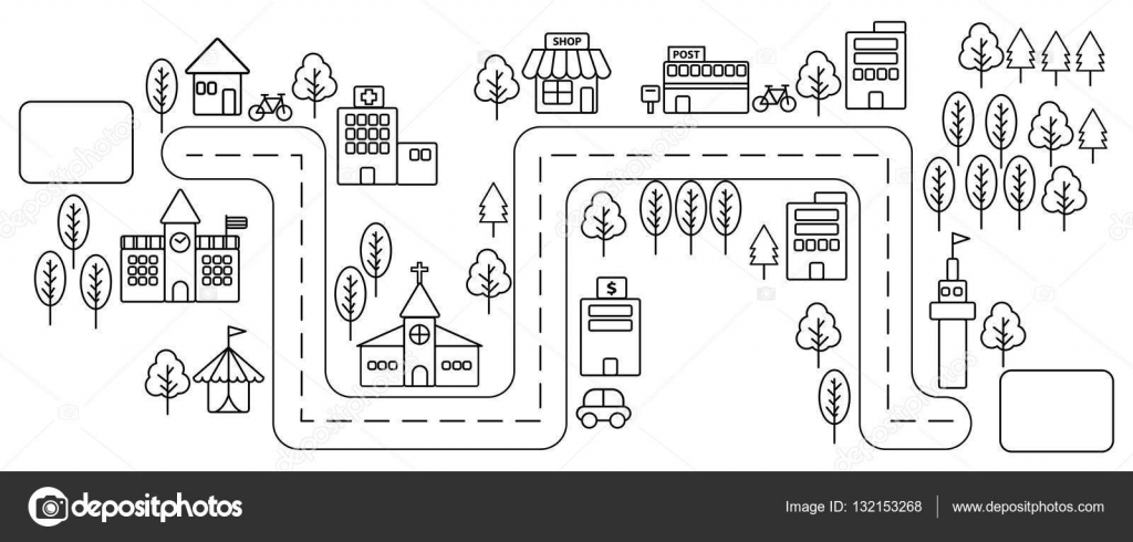 Simple black line urban town map icon on white background Stock Vector ...