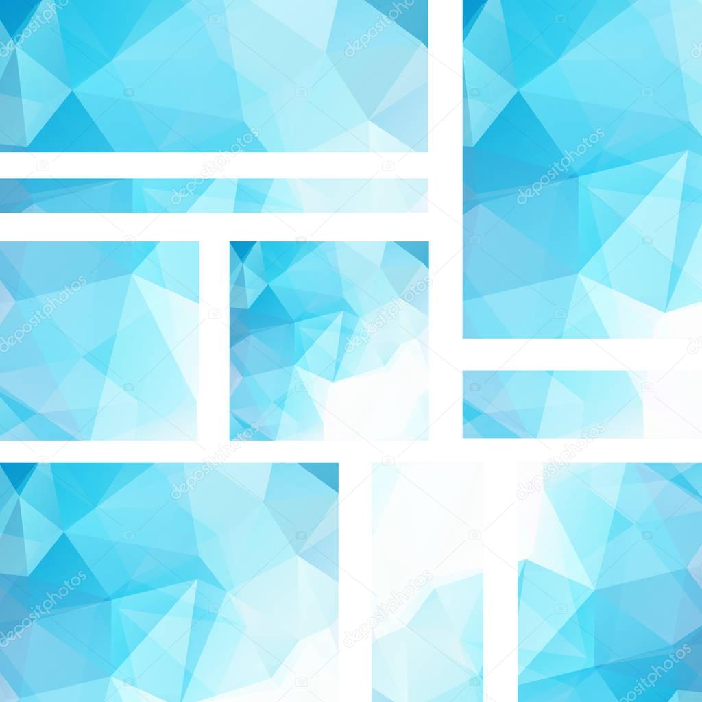 Horizontal and vertical banners set with polygonal triangles. Polygon background, vector ...