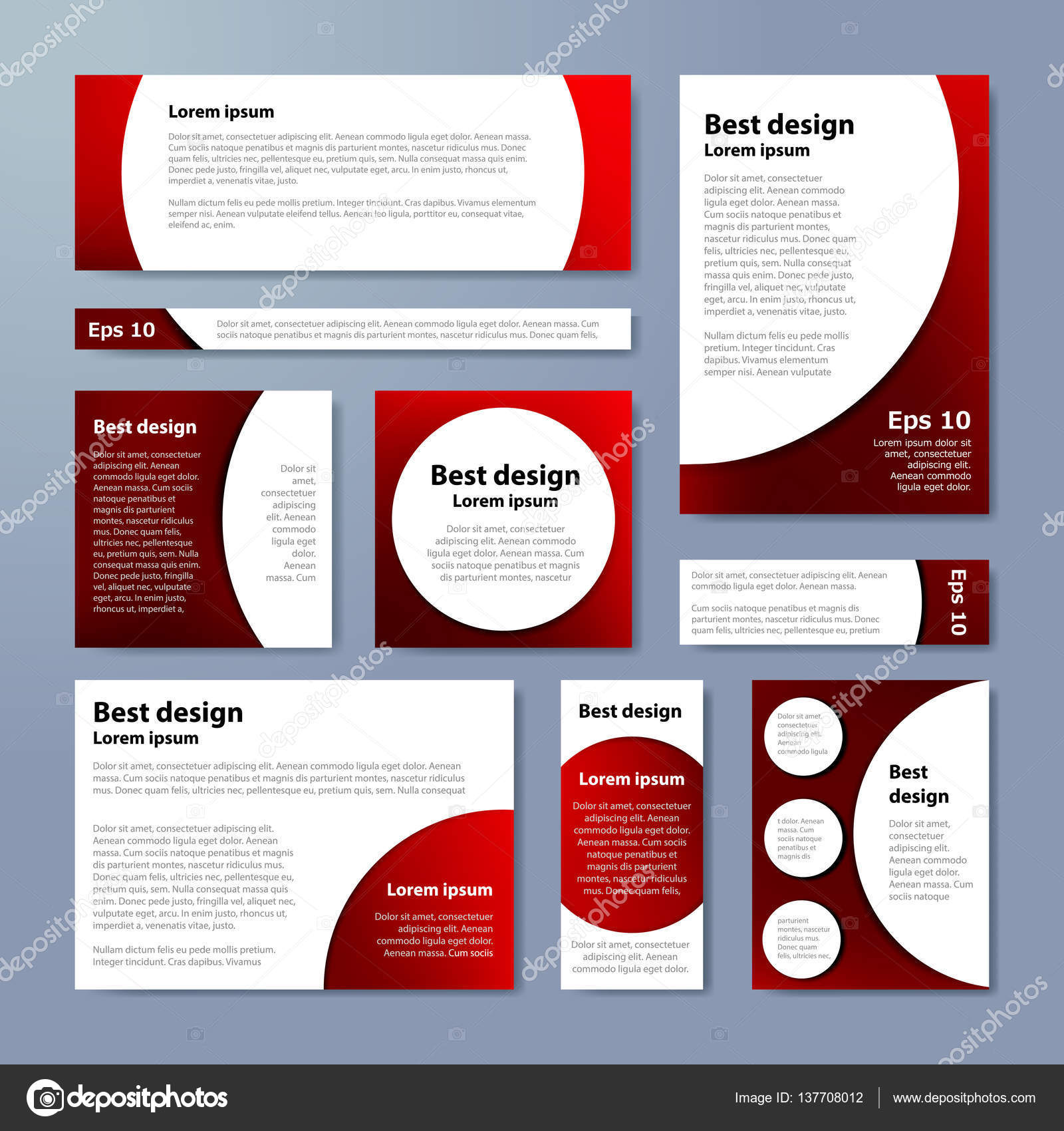 Red corporate identity design template circles. Vector company style ...