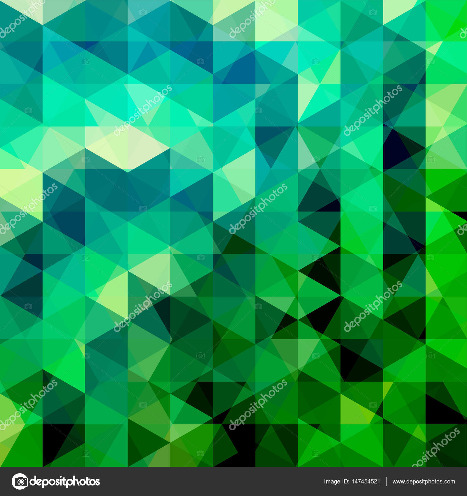 Background made of green triangles. Square composition with geometric ...