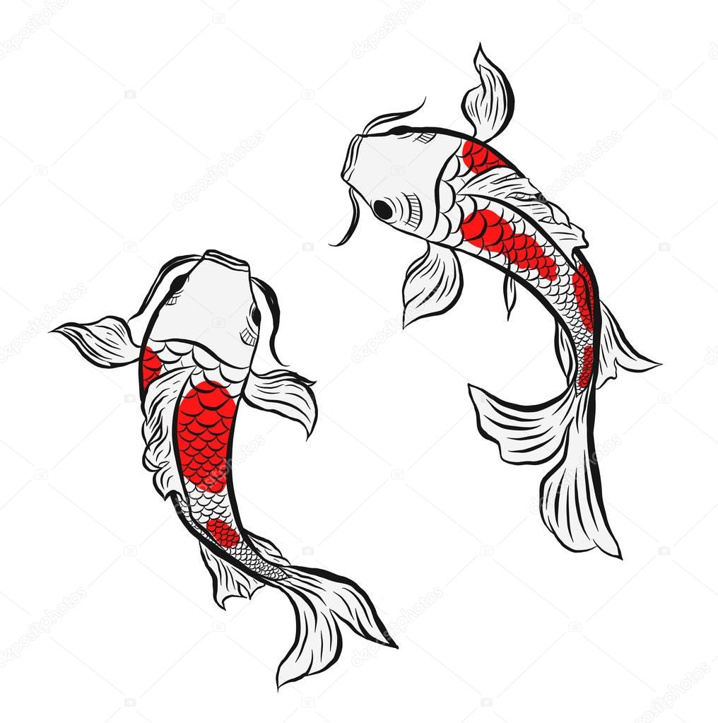Twin fish "KOI", illustration isolated Stock Vector Image by ©9peak ...