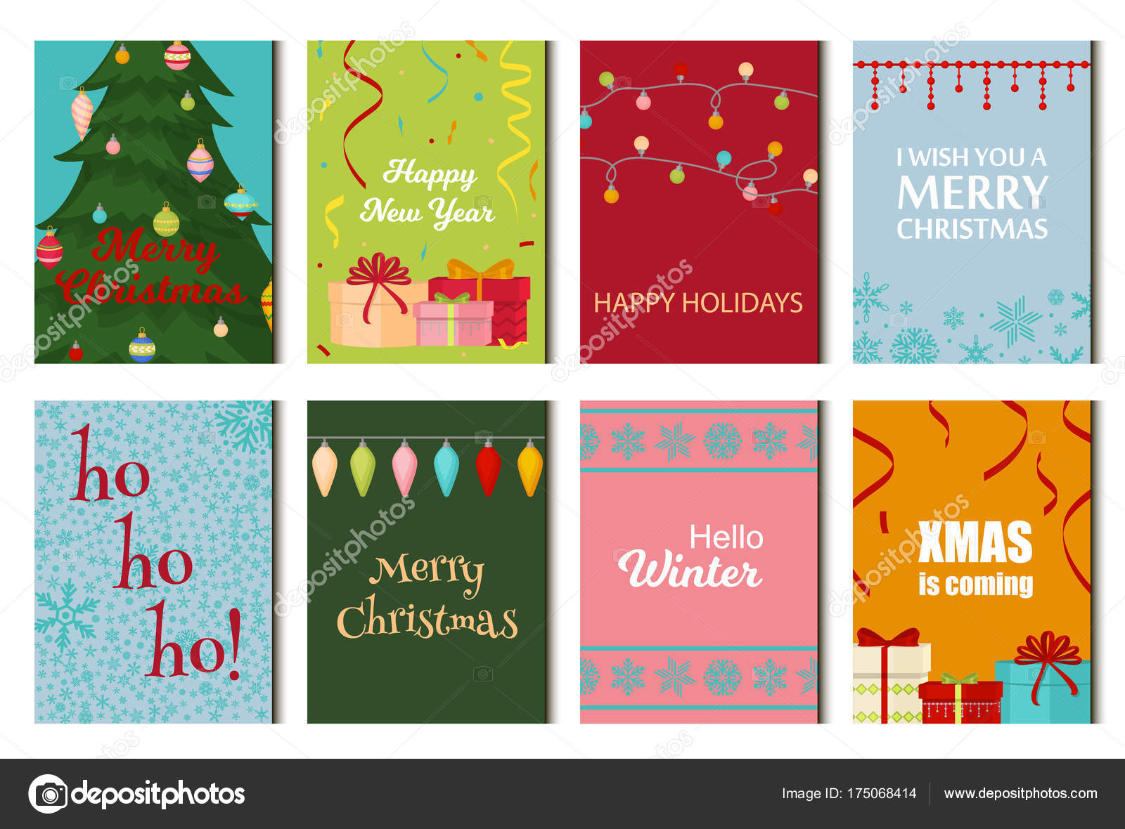 Christmas posters set winter card xmas holiday new year celebration ...