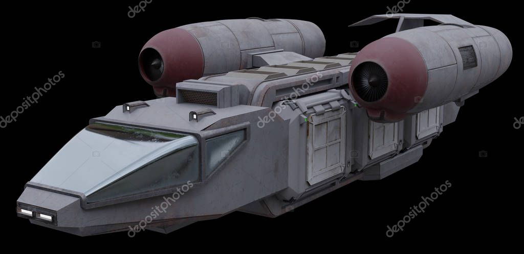 Ilustración de ciencia ficción de un transbordador de carga espacial ...