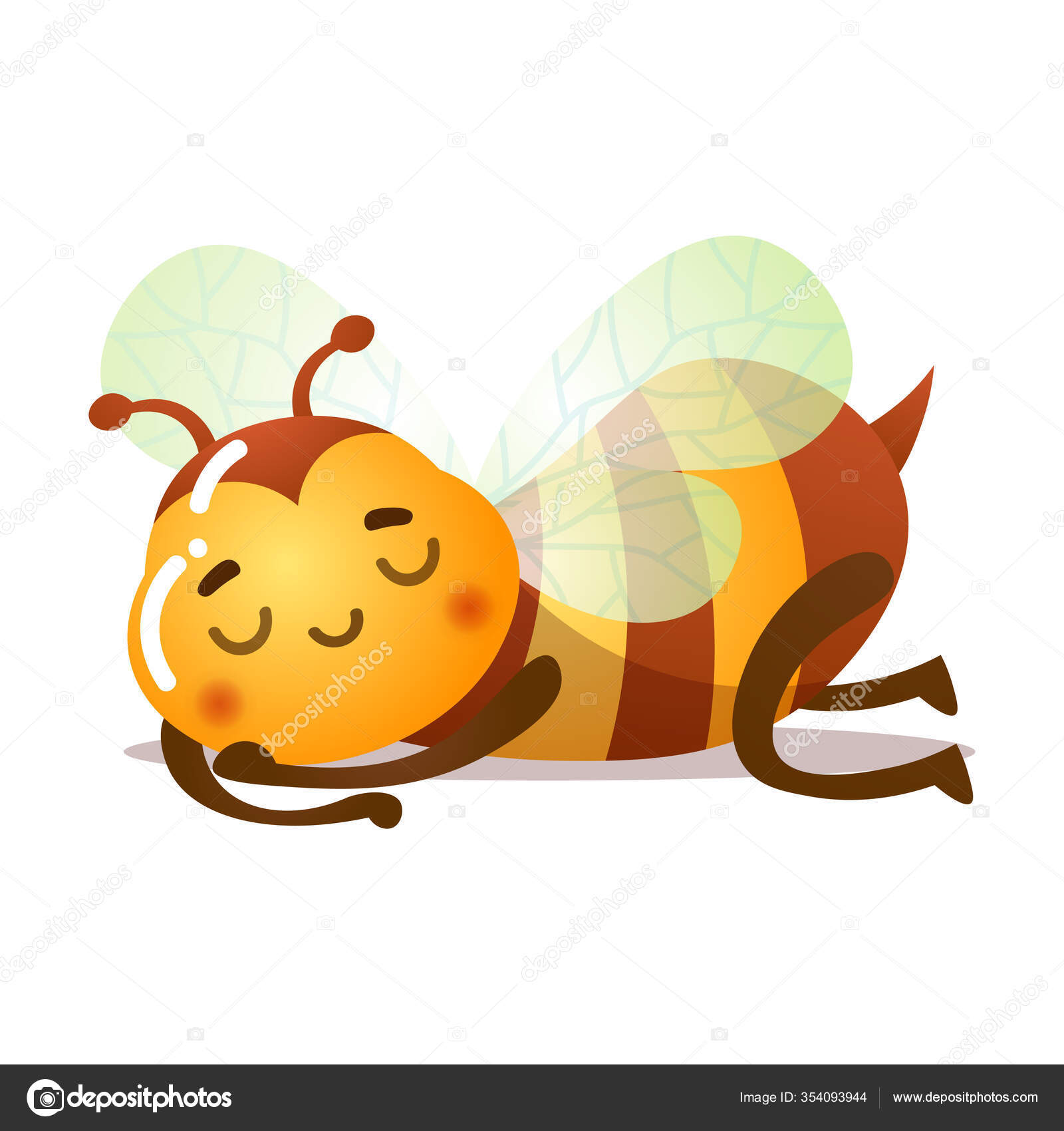 Bee sleeping with eyes closed vector illustration Stock Vector Image by ...