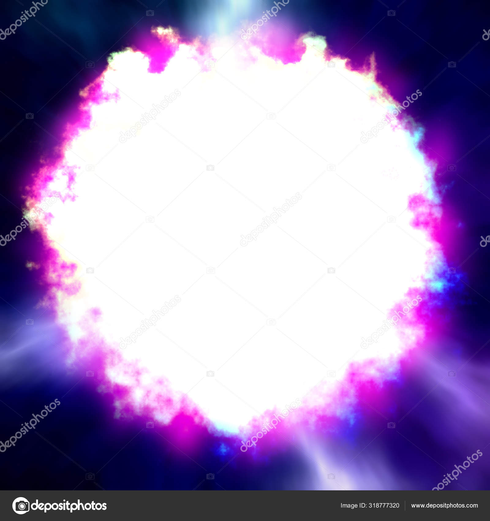 Bright white flash or explosion with colored edges — Stock Photo ...