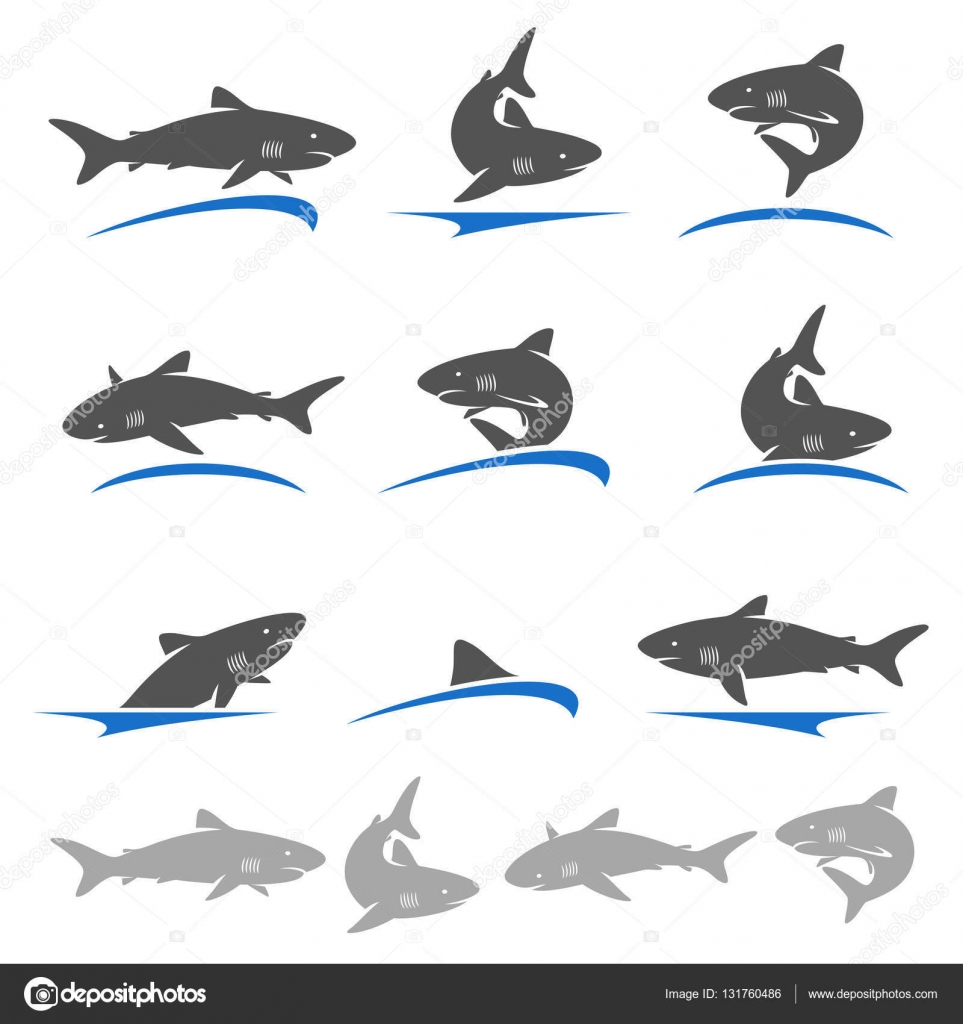 Sharks icon set. — Stock Vector © Vasilev_Ki #131760486