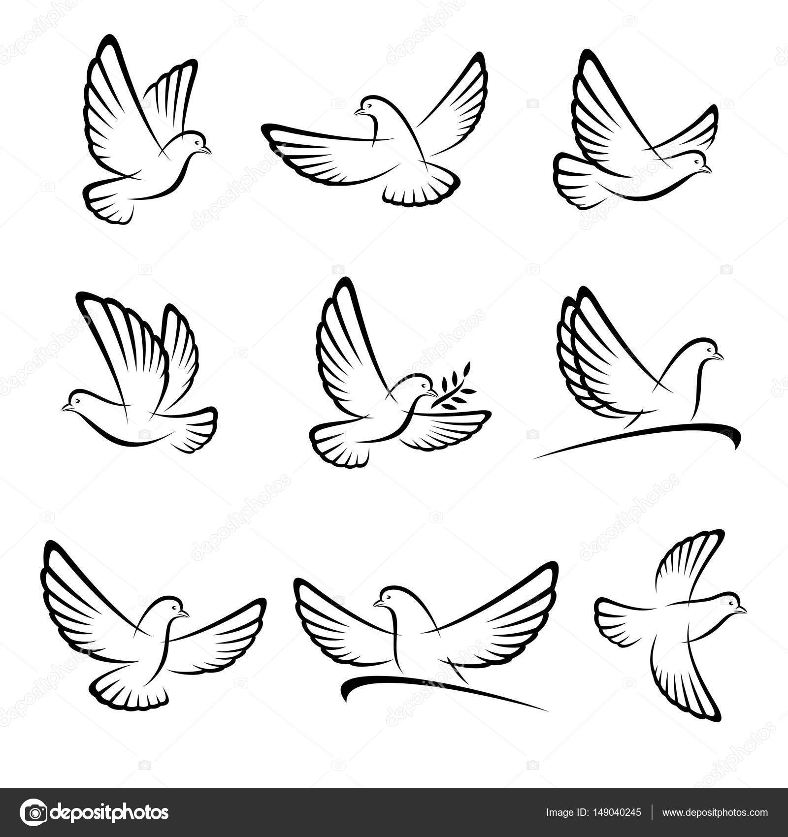 Dove set. Vector Stock Vector Image by ©Vasilev_Ki #149040245