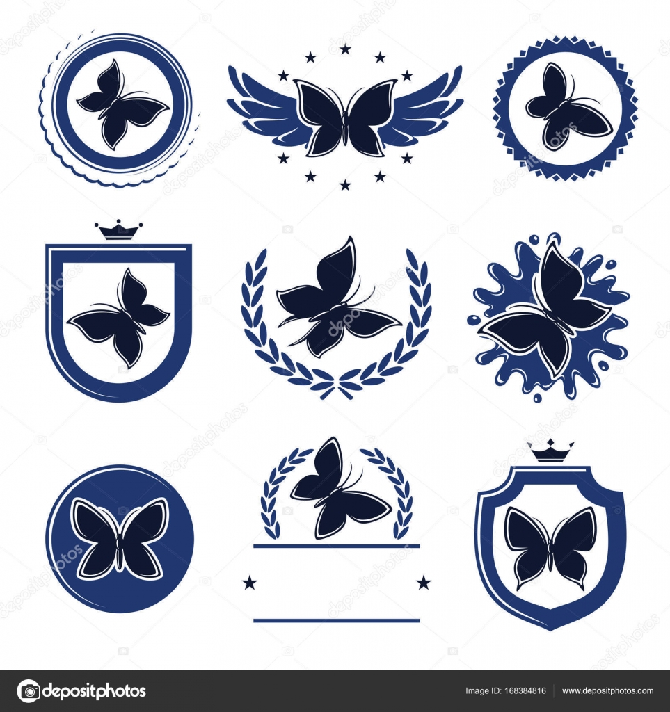 Butterflies labels and elements set. Vector Stock Vector by ©Vasilev_Ki ...