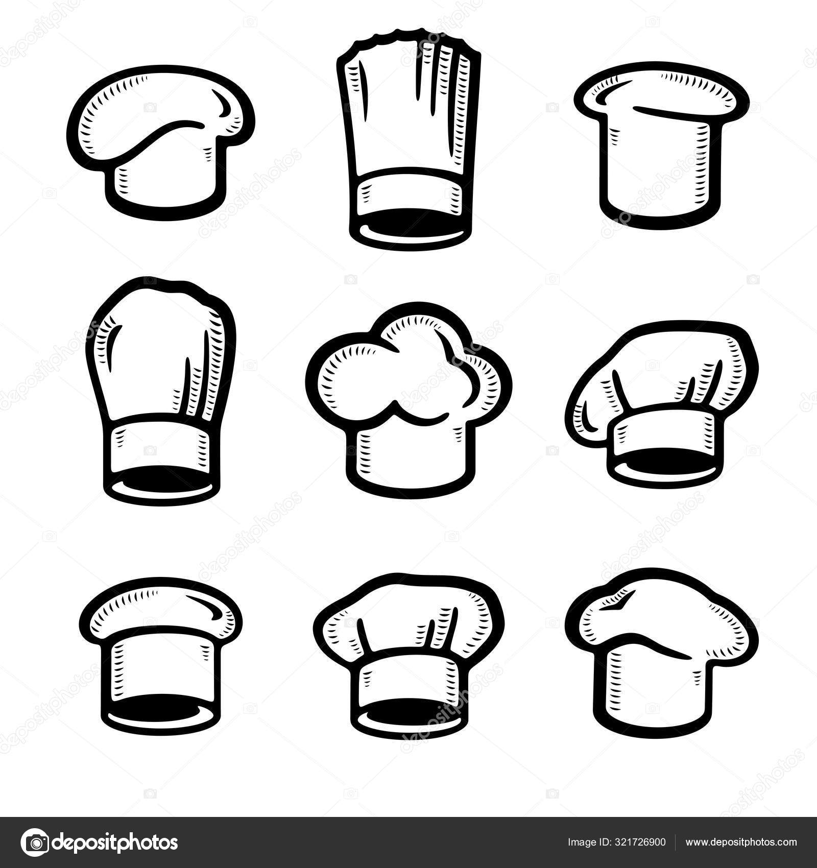 Topi Koki Siap Topi Collection Icon Chef Vektor Vektor Stok oleh ...