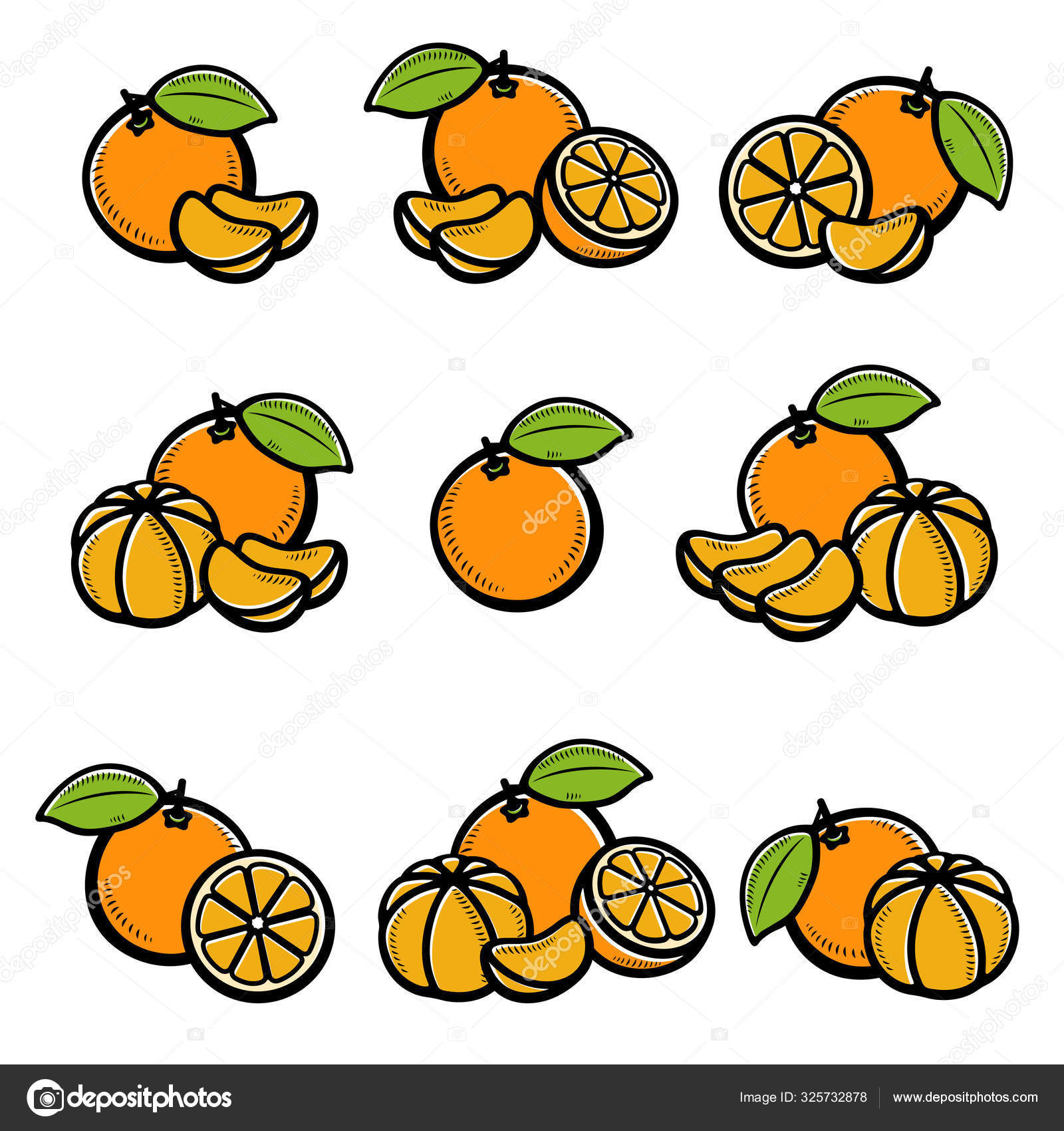 Mandarin Set Collection Icons Mandarin Vector Stock Vector by ©Vasilev ...