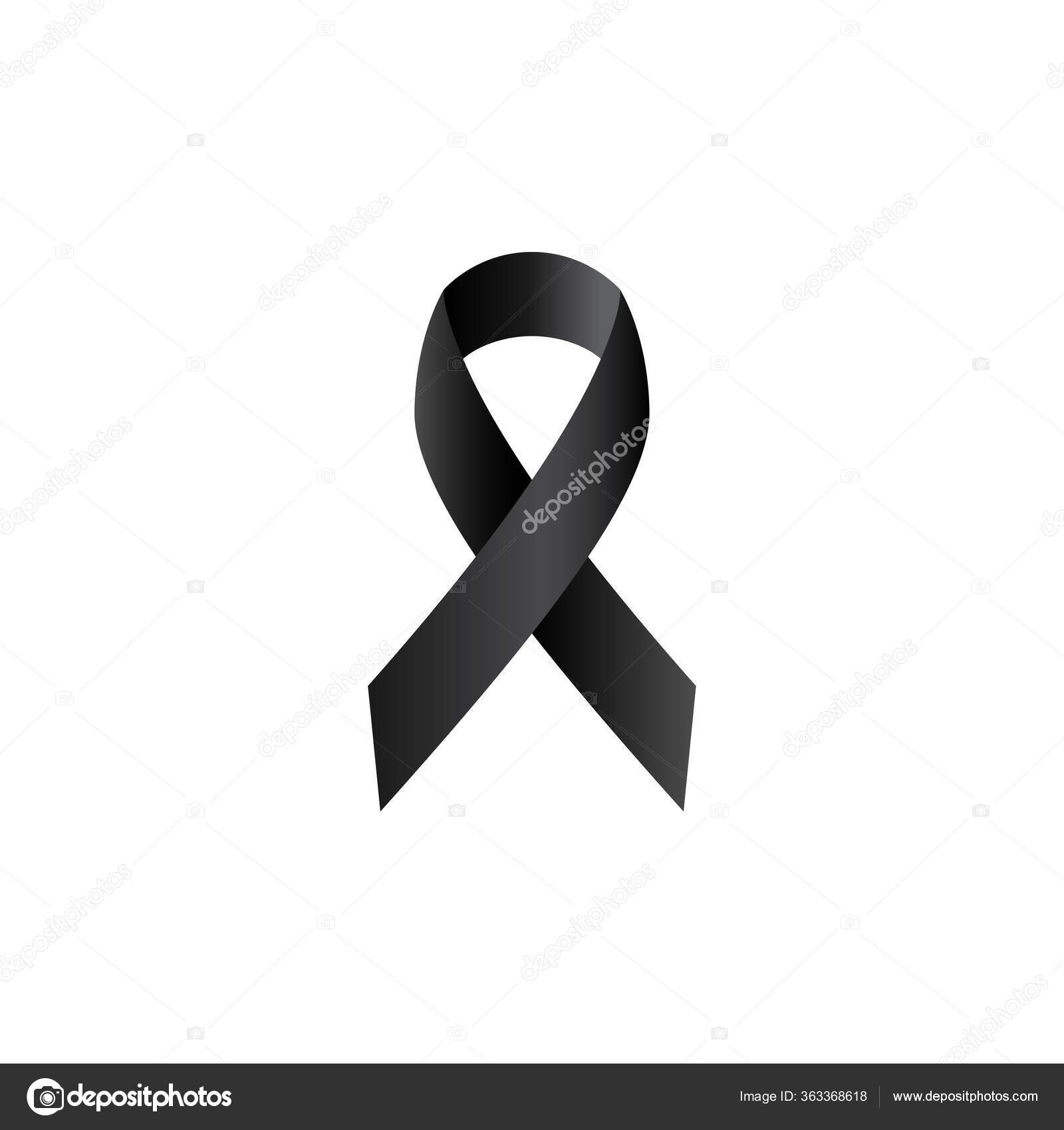 Black Ribbon Mourning Symbol Simple Isolated Vector Icon Rip Realistic ...
