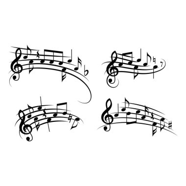 Hand Drawn Music Notes Illustration Beautiful Wave Flying Musical Signs ...