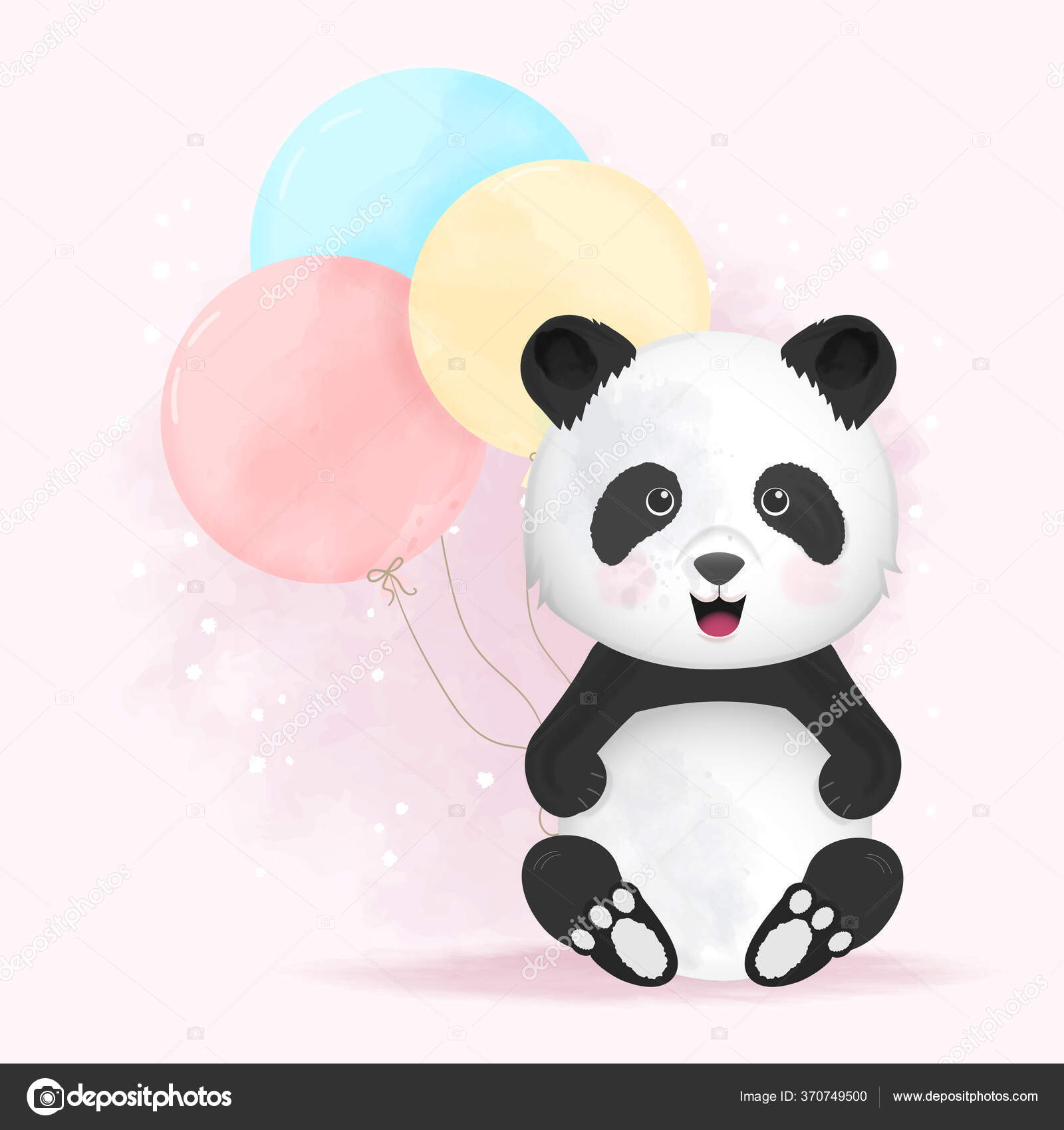 Cartoon Pandas Holding Hands
