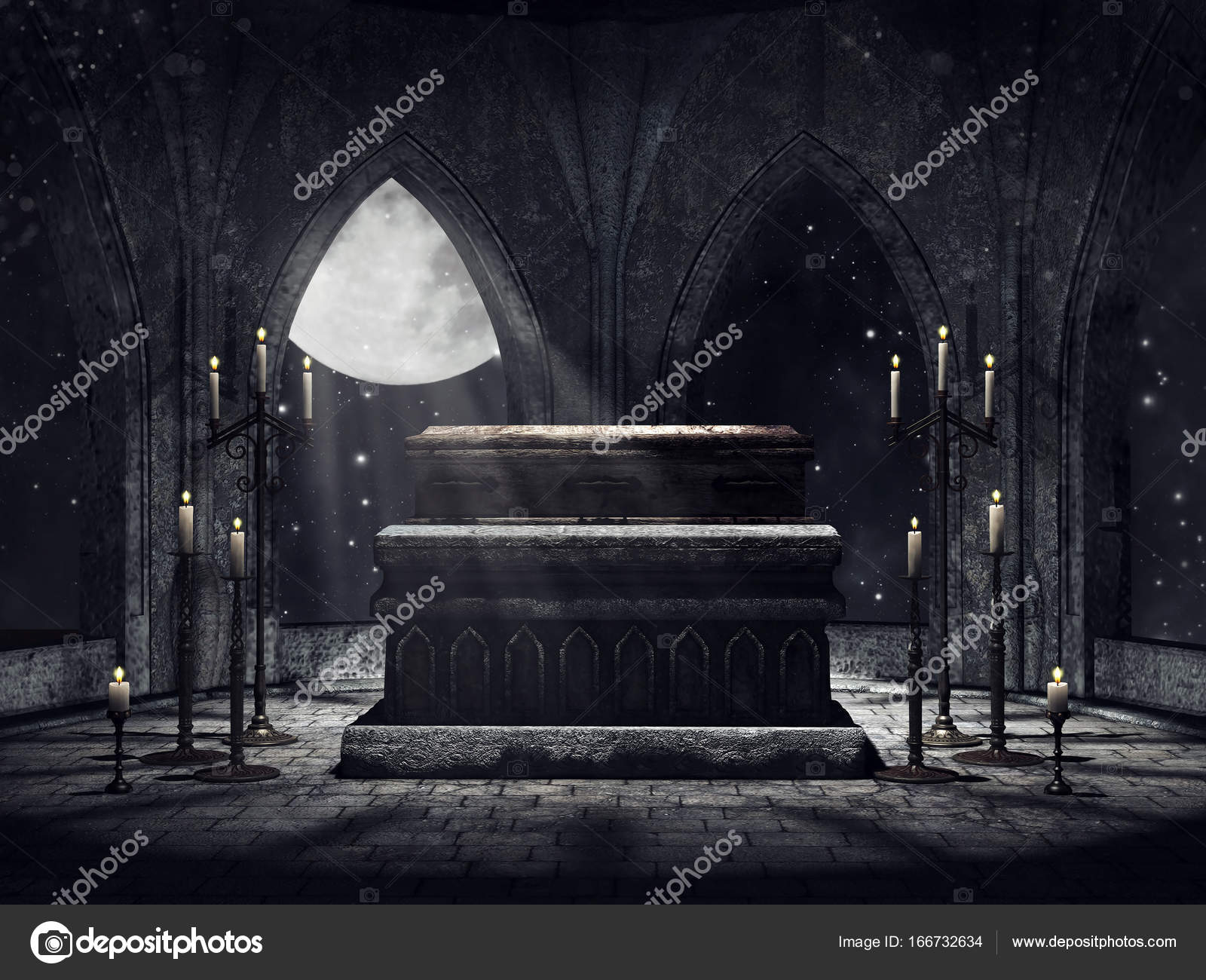 Vampire crypt with candles Stock Photo by ©FairytaleDesign 166732634