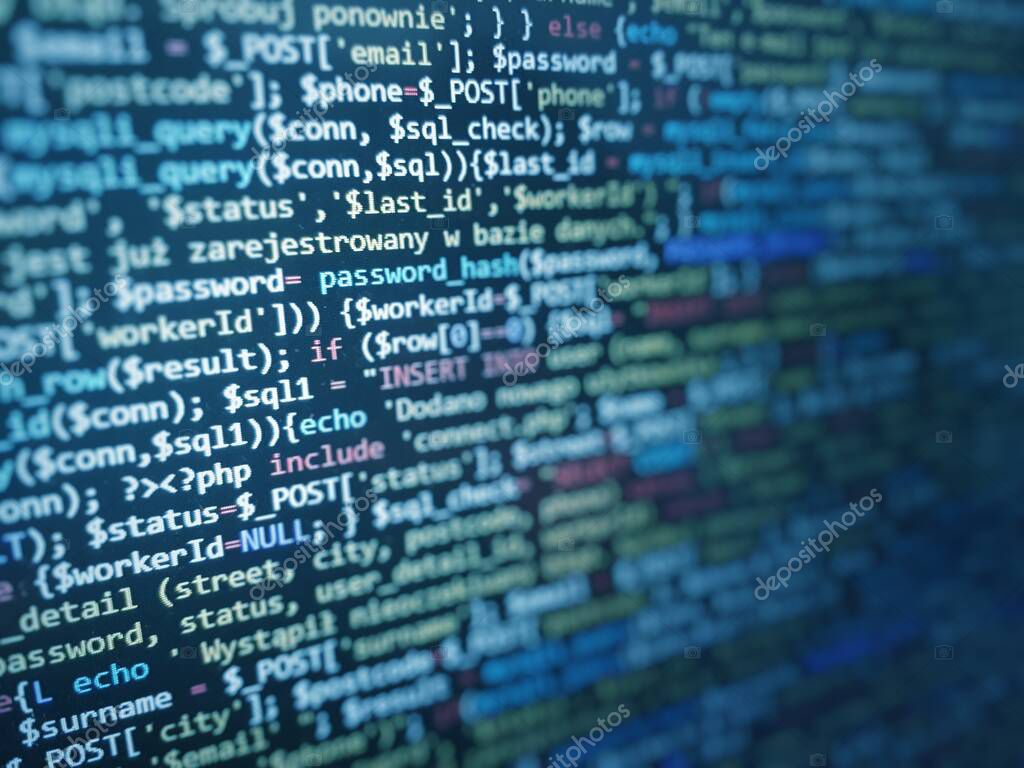 Desarrollo de software por programador. Código de script de computadora ...
