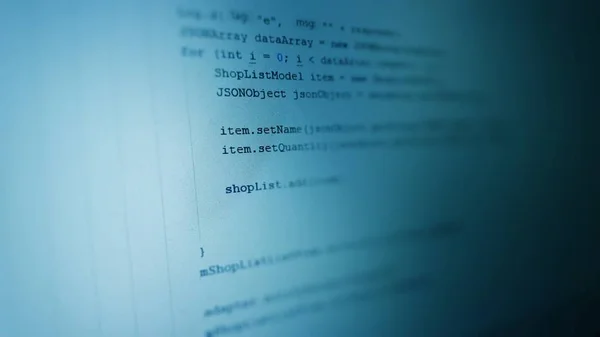 Abstract computer script code. Programming code screen of software ...